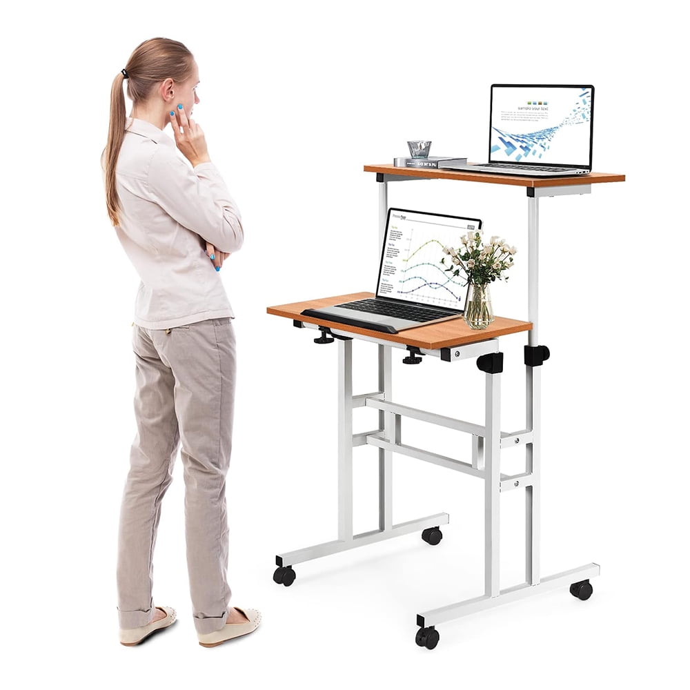 Mobile Standing Desk, Height Adjustable Rolling Laptop Cart, Home ...