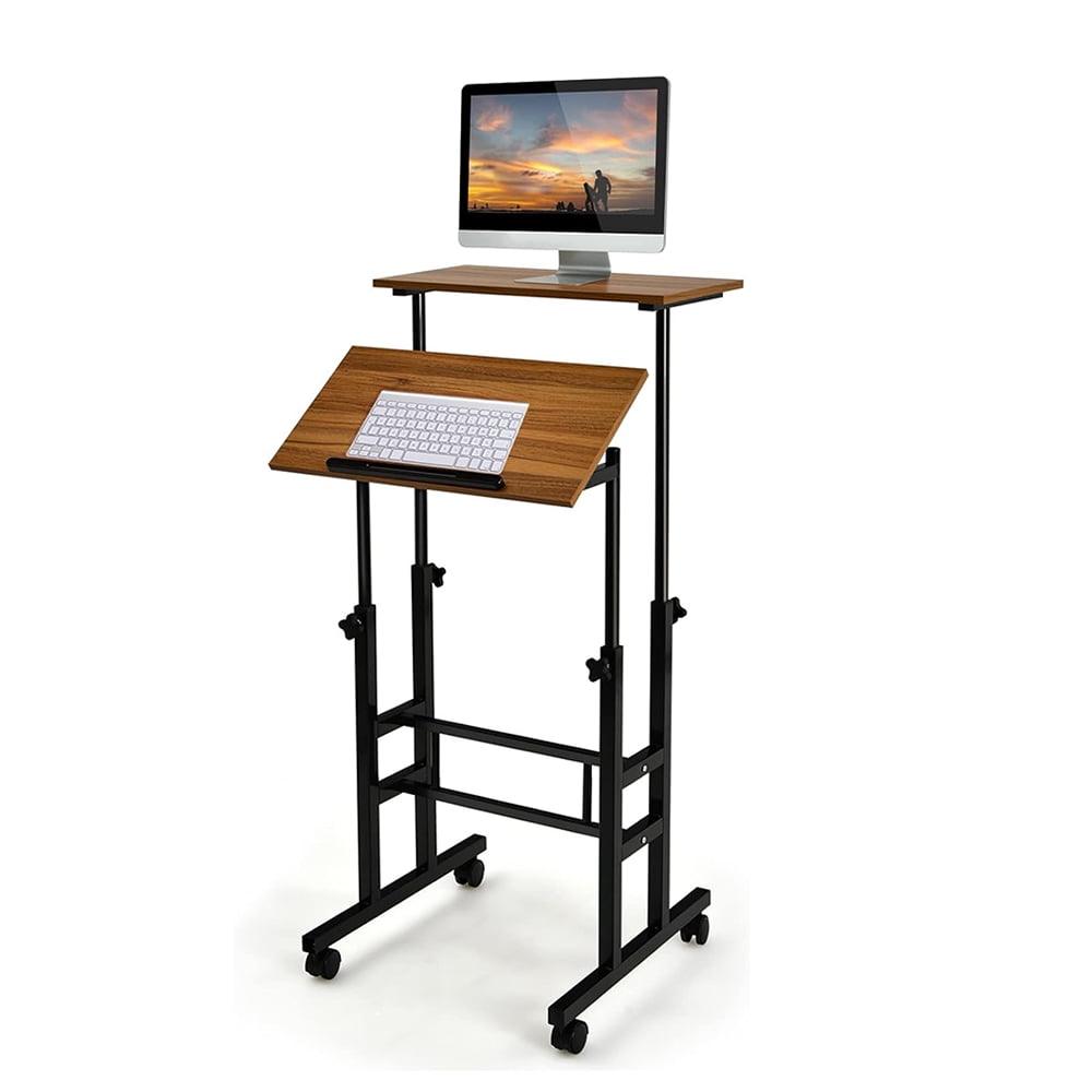 Mobile Standing Desk, Rolling Laptop Desk Cart with Adjustable Height ...