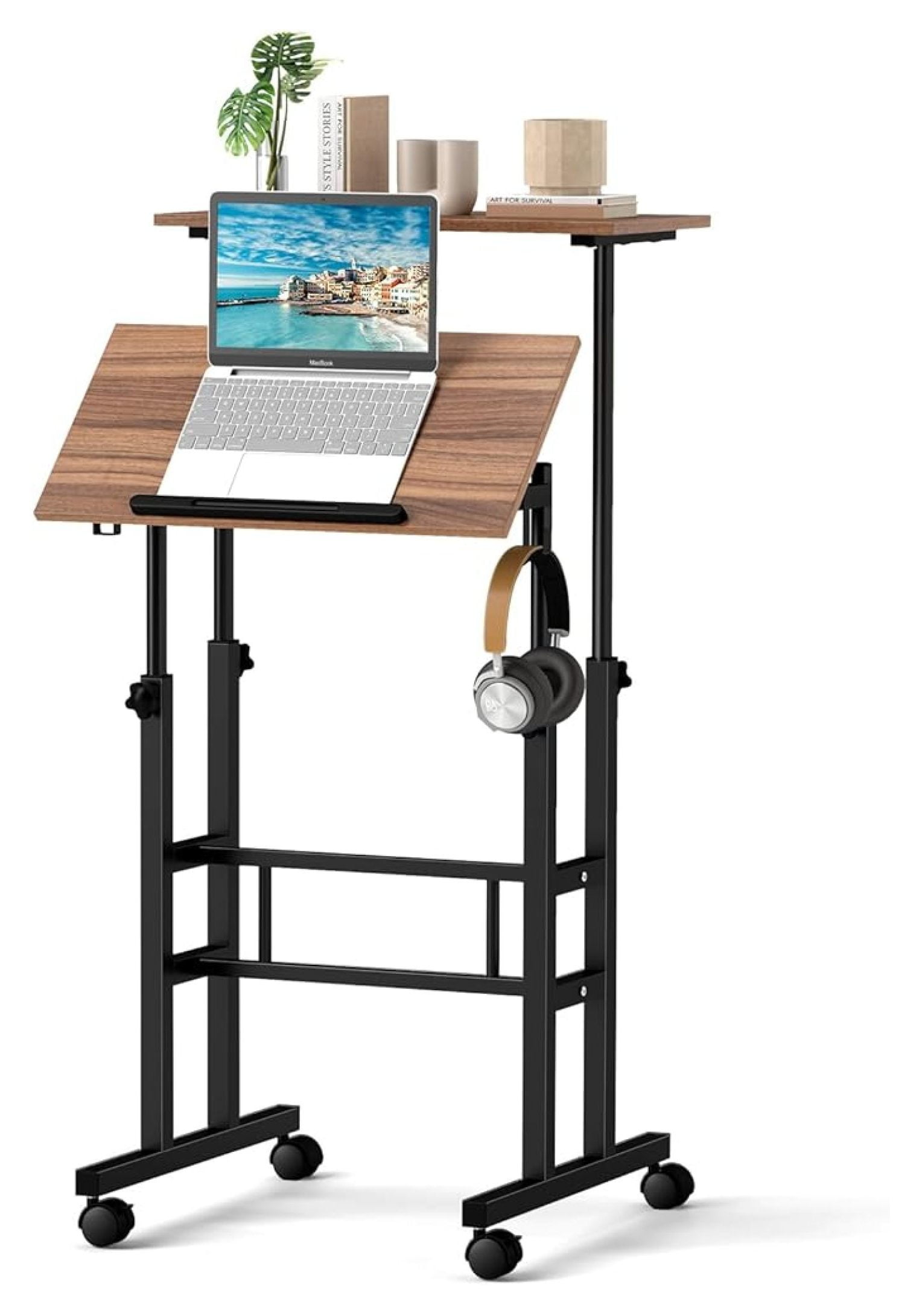 Mobile Standing Desk, Height Adjustable Stand Up Computer Workstation ...