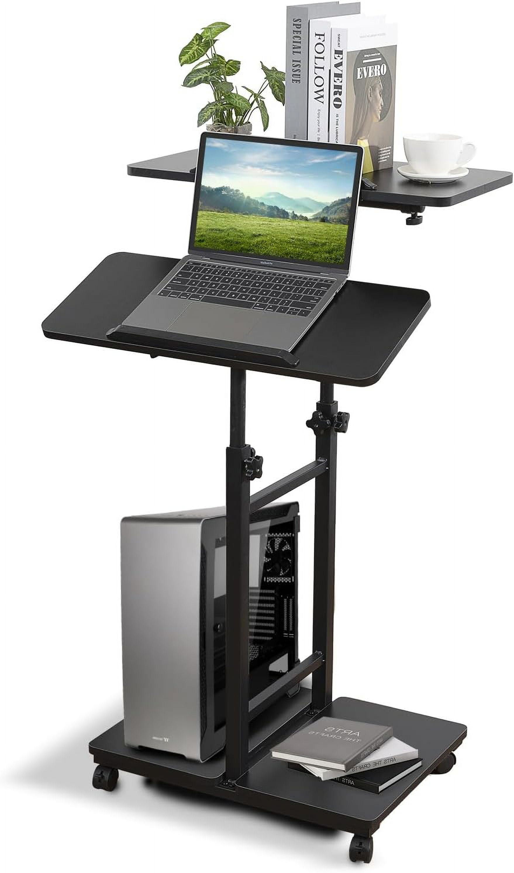 Mobile Standing Desk, Portable Adjustable Height Computer Desk with 2 ...