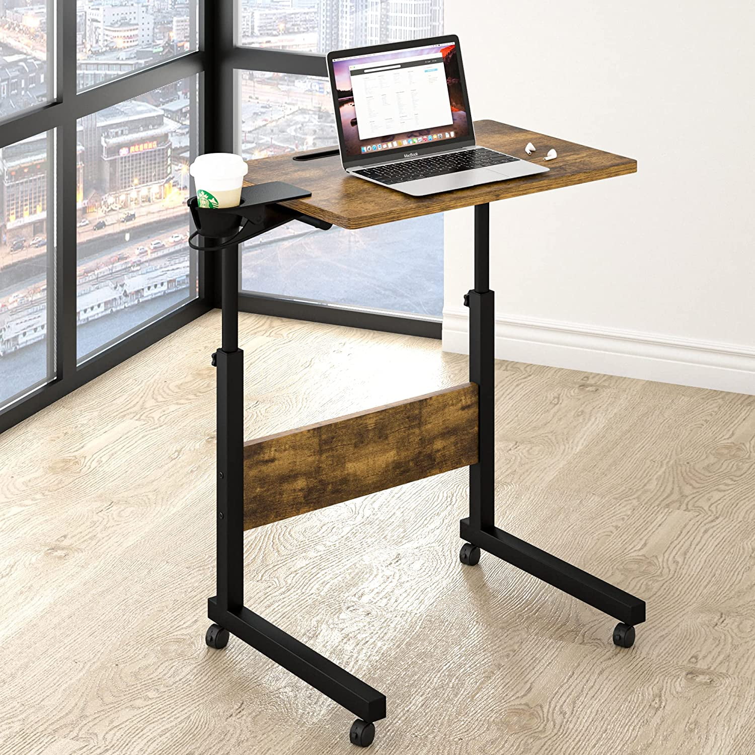 Mobile Standing Desk, Rolling Desk with Cup Holder, Portable Laptop ...