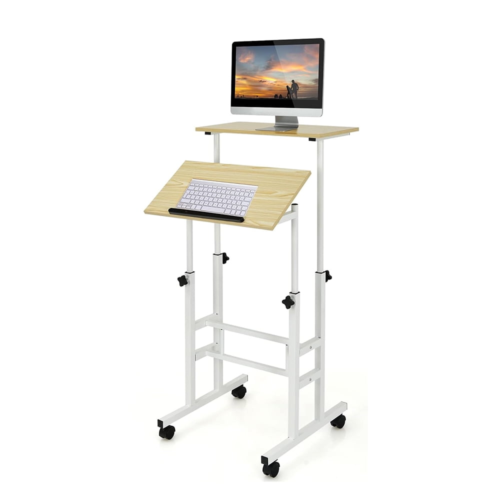 Mobile Standing Desk, Rolling Laptop Desk Cart with Adjustable Height ...