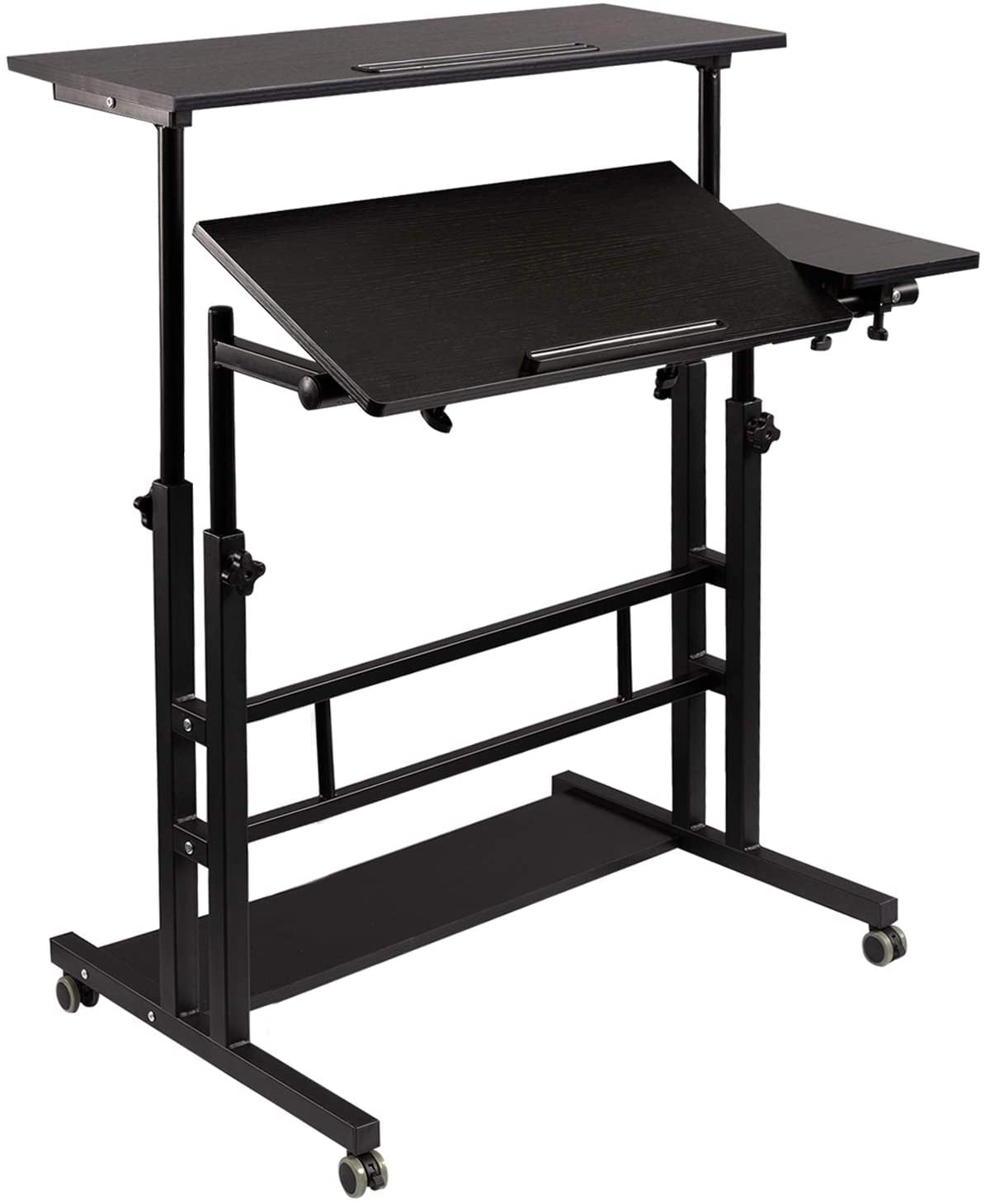 Mobile Standing Desk, Rolling Table Adjustable Computer Desk, Stand Up ...