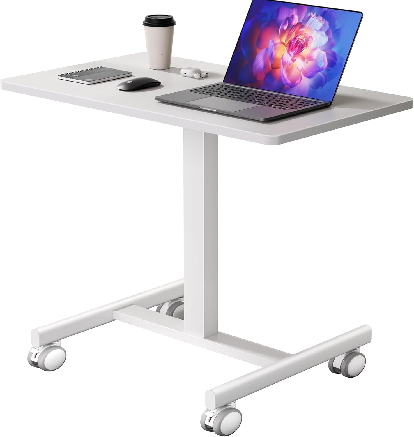 Mobile Standing Desk, Small Rolling Desk with Adjustable Height ...