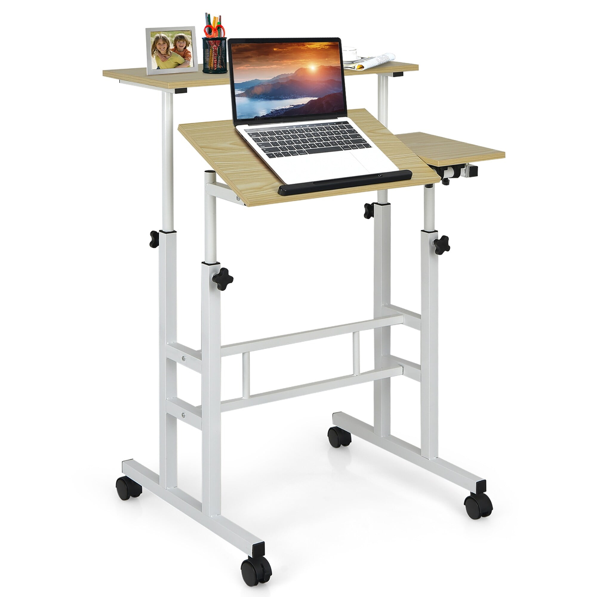 Mobile Standing Desk Stand Up Desk Height Adjustable Home Office Desk ...