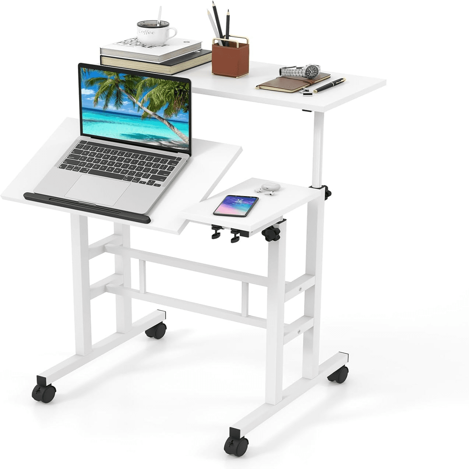 Mobile Standing Desk Stand Up Desk Height Adjustable Office Desk with ...