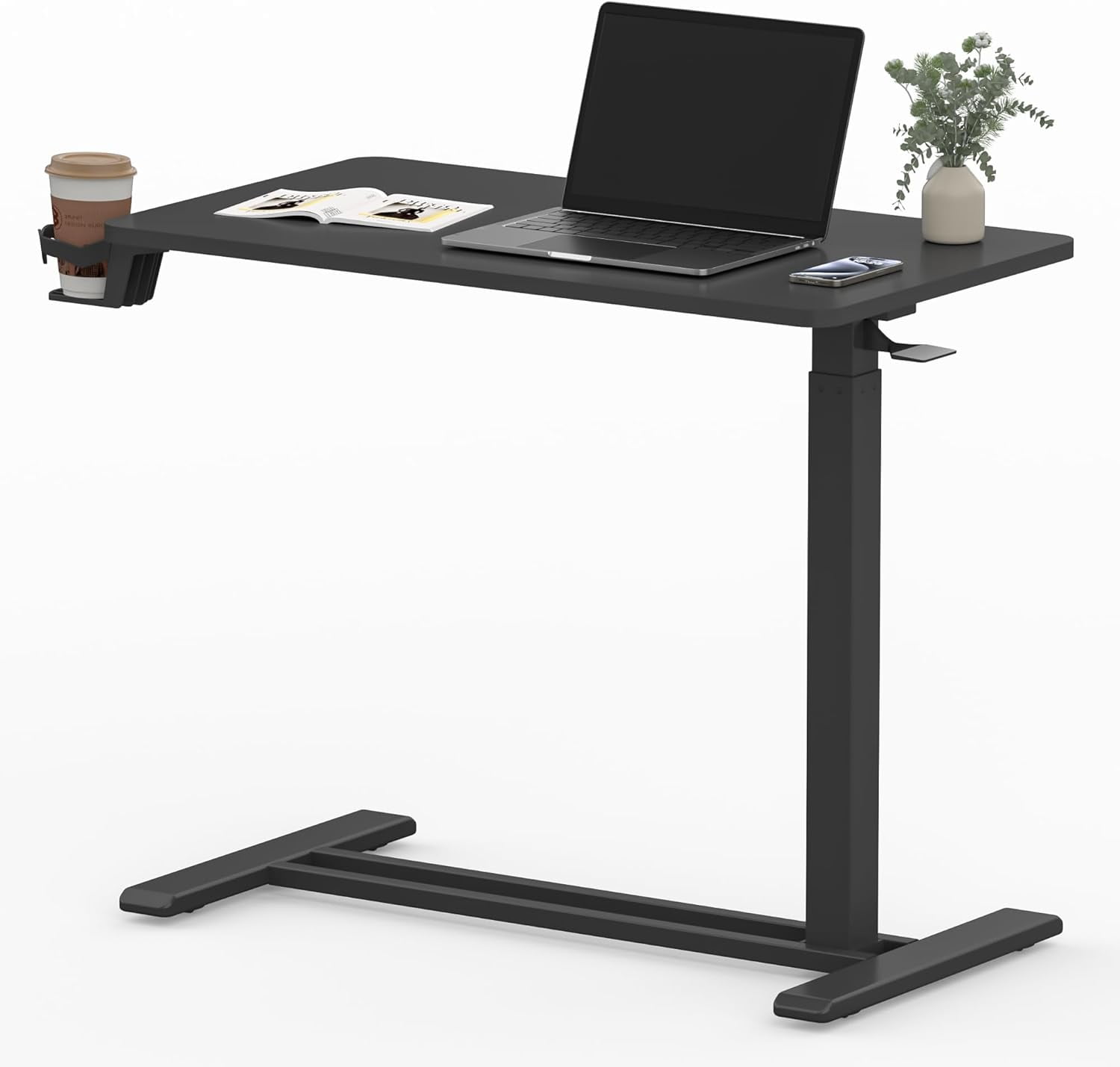 Mobile Standing Desk with Wheels Pneumatic Laptop Desk Rolling Computer ...