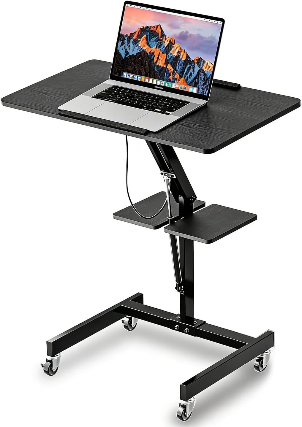 Mobile Standing Desk with Wheels, Height Adjustable Laptop Table, 27.56 ...
