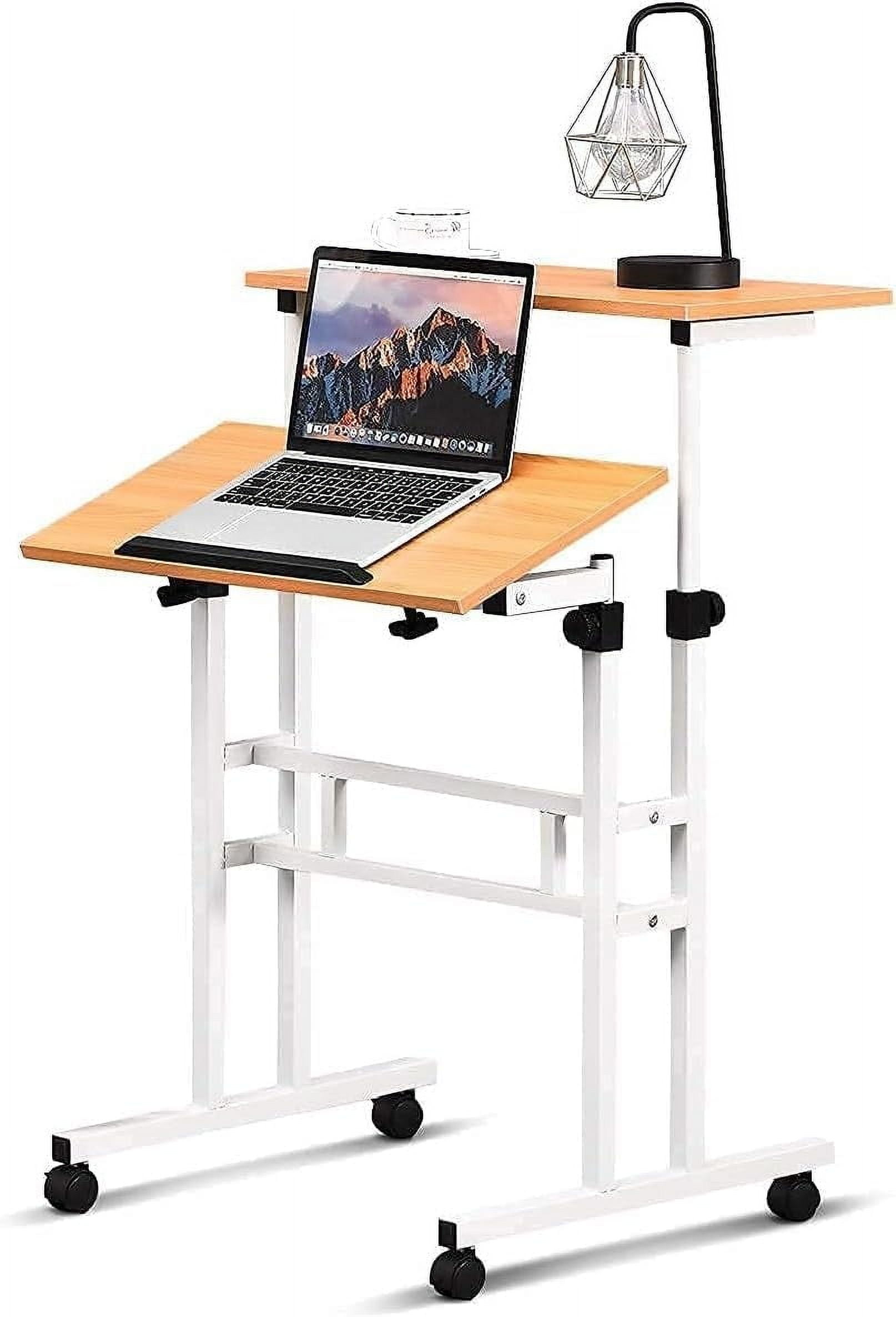 Mobile Standing Height-Adjustable Laptop Podium Cart with Tilting ...