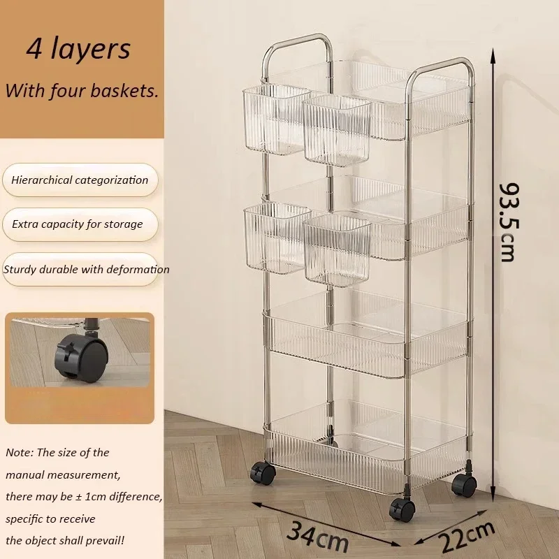 Mobile Storage Rack Kitchen Bathroom Living Room Organizer Multi-Layers ...