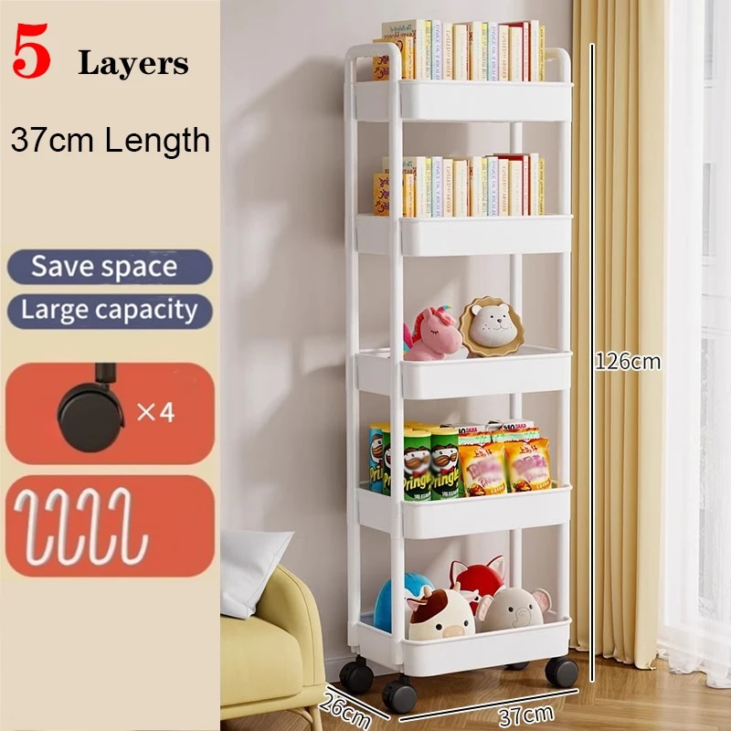 Mobile Storage Rack Trolley Organizer With Wheels Household Kitchen ...
