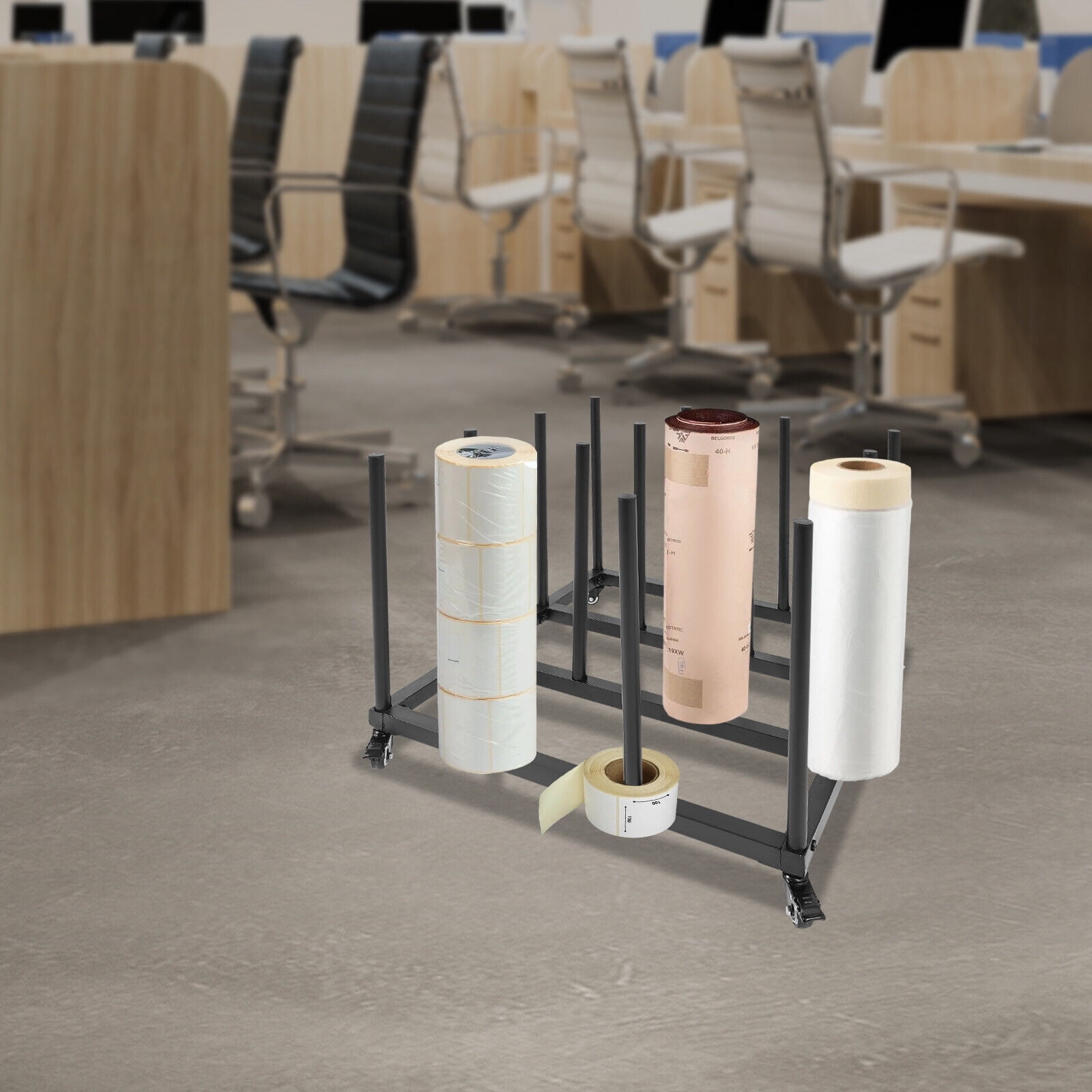 Mobile Storage Stand with 16 Rolls Capacity, File Roll Storage Cart ...