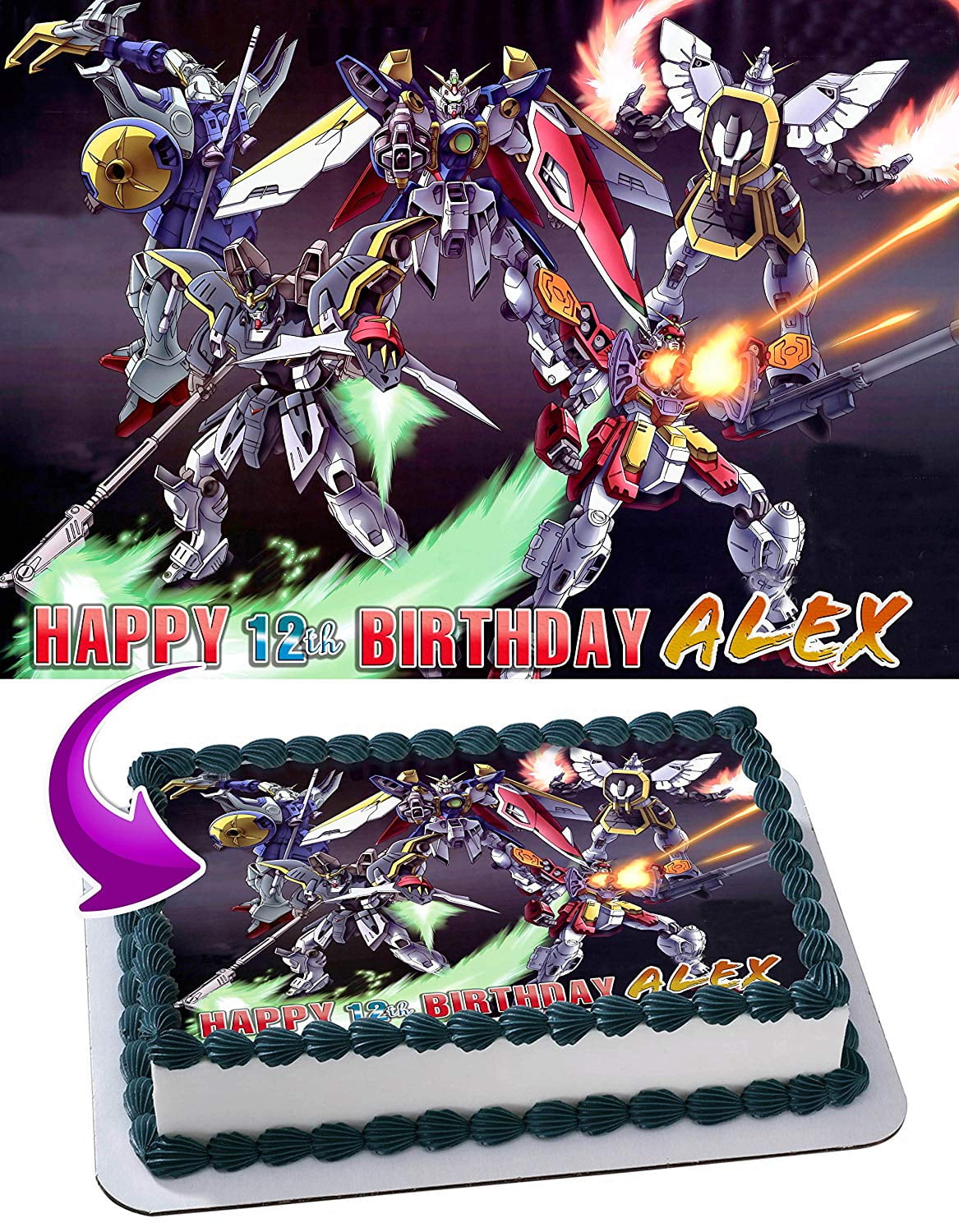 Mobile Suit Gundam UC Edible Cake Image Topper Personalized Birthday ...