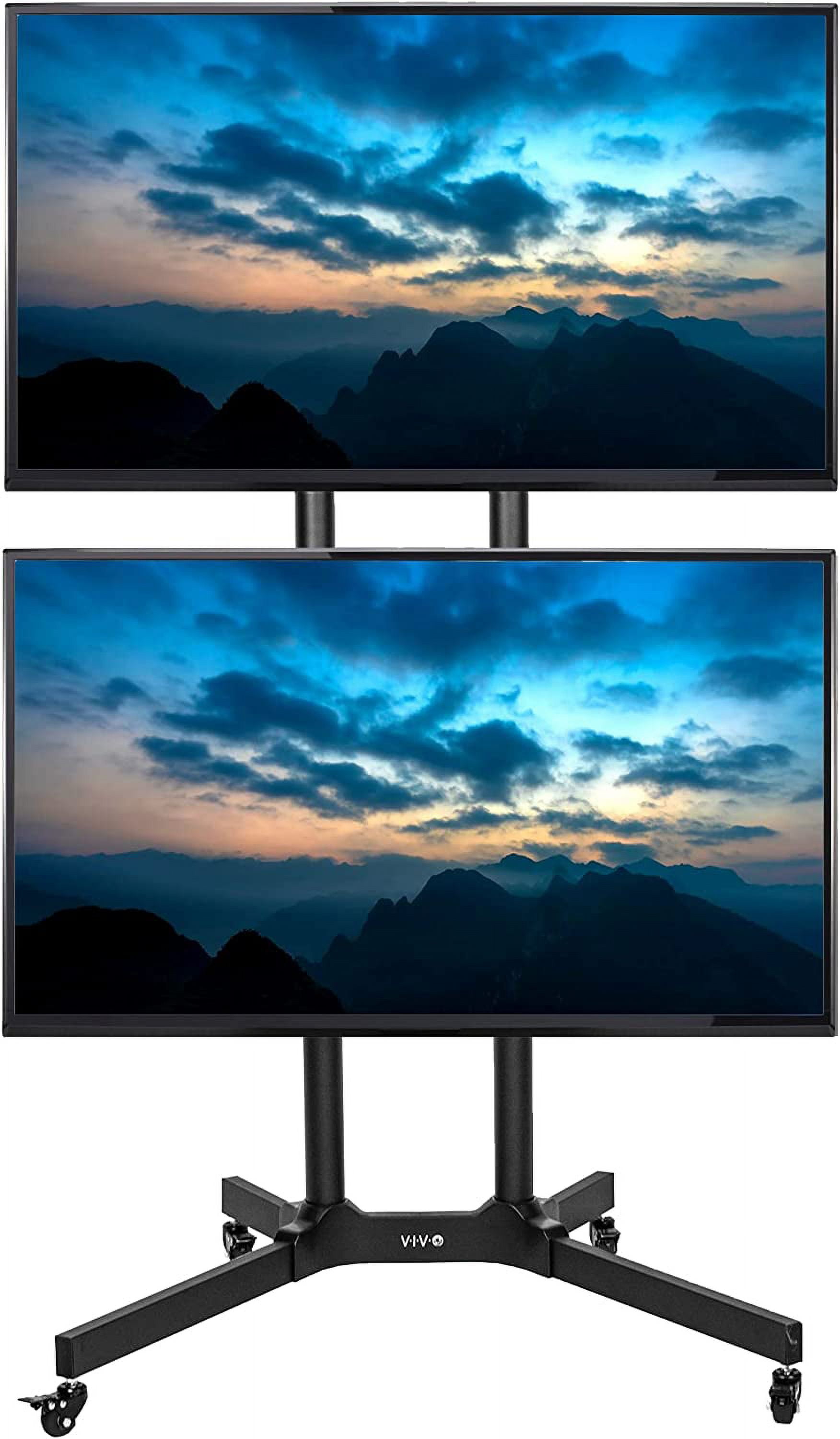 Mobile TV Cart for 32 to 65 inch Dual Screens up to 70 lbs Each, LCD ...