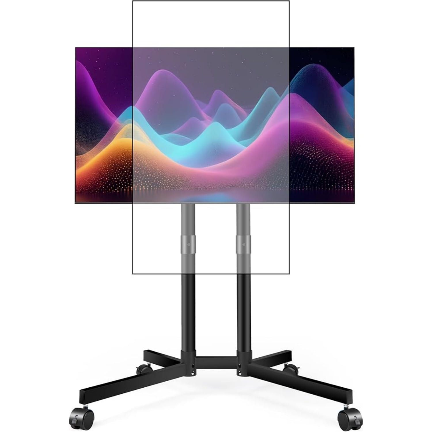 Mobile TV Cart for 32-75 Inch Screens, Rolling Stand with Tilting and Rotating Mount, Adjustable ...