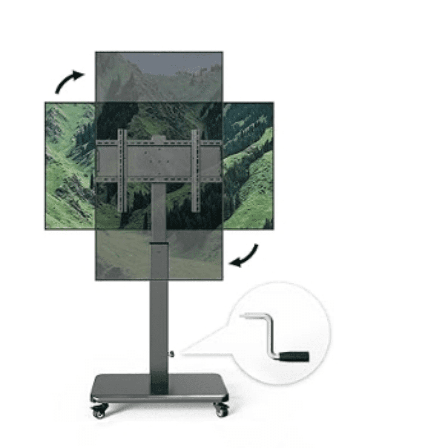 Mobile TV Cart with Handle Stepless Lift,Rolling TV Stand for 42-75inch ...