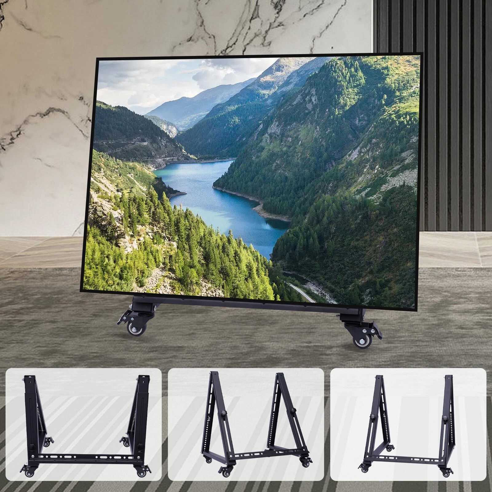 Mobile TV Mount Stand, Low Height Monitor Cart with Wheels Adjustable ...
