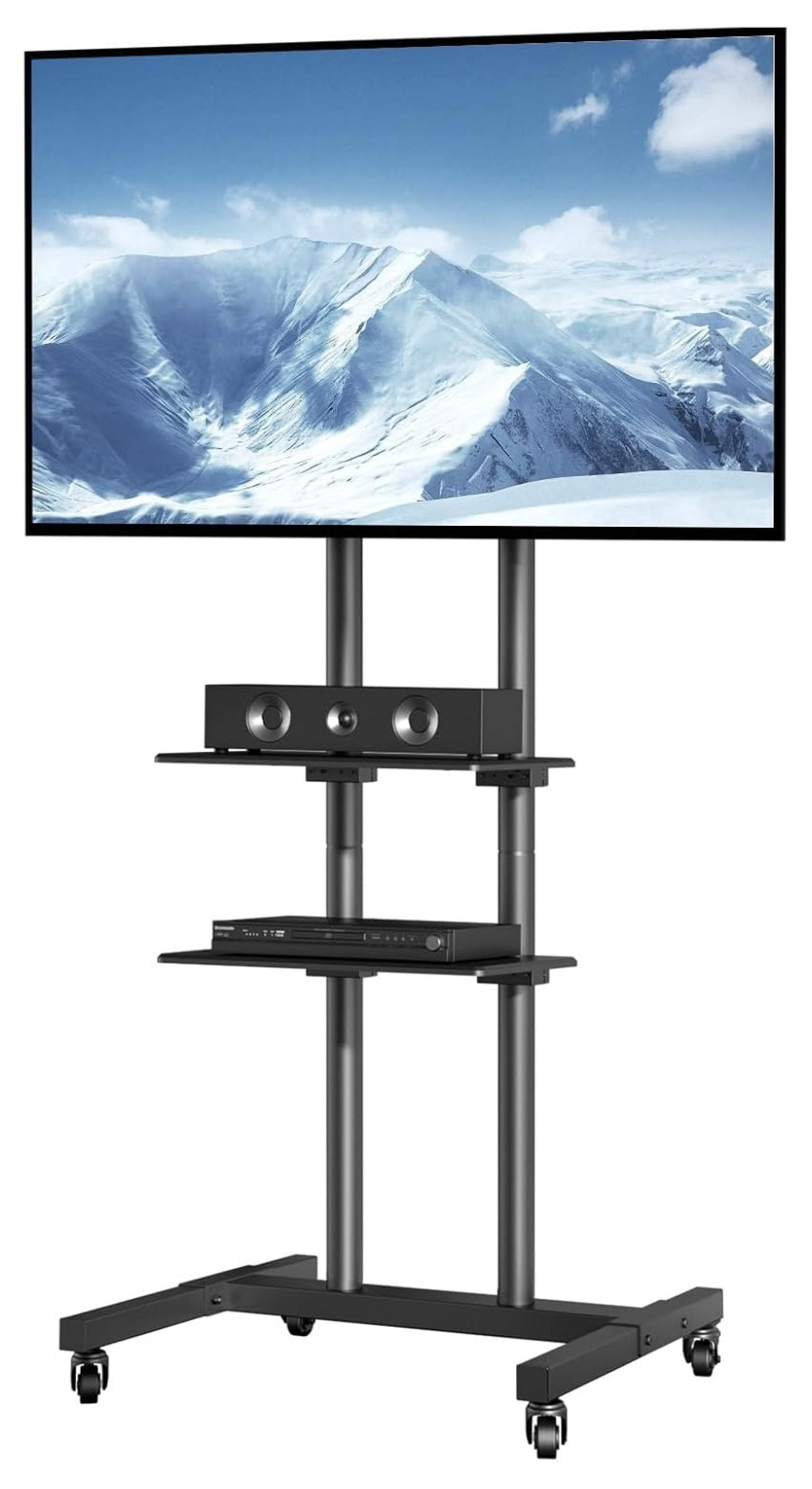 Mobile TV Stand Cart for 32-70 Inch Screens, Adjustable Height Rolling ...