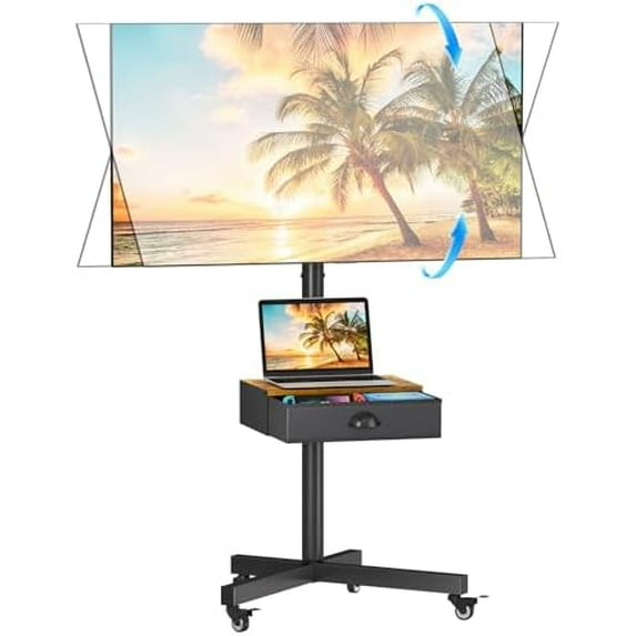 Mobile TV Stand with Drawer for 23-60 Inch Flat/Curved Screen,Tilt ...