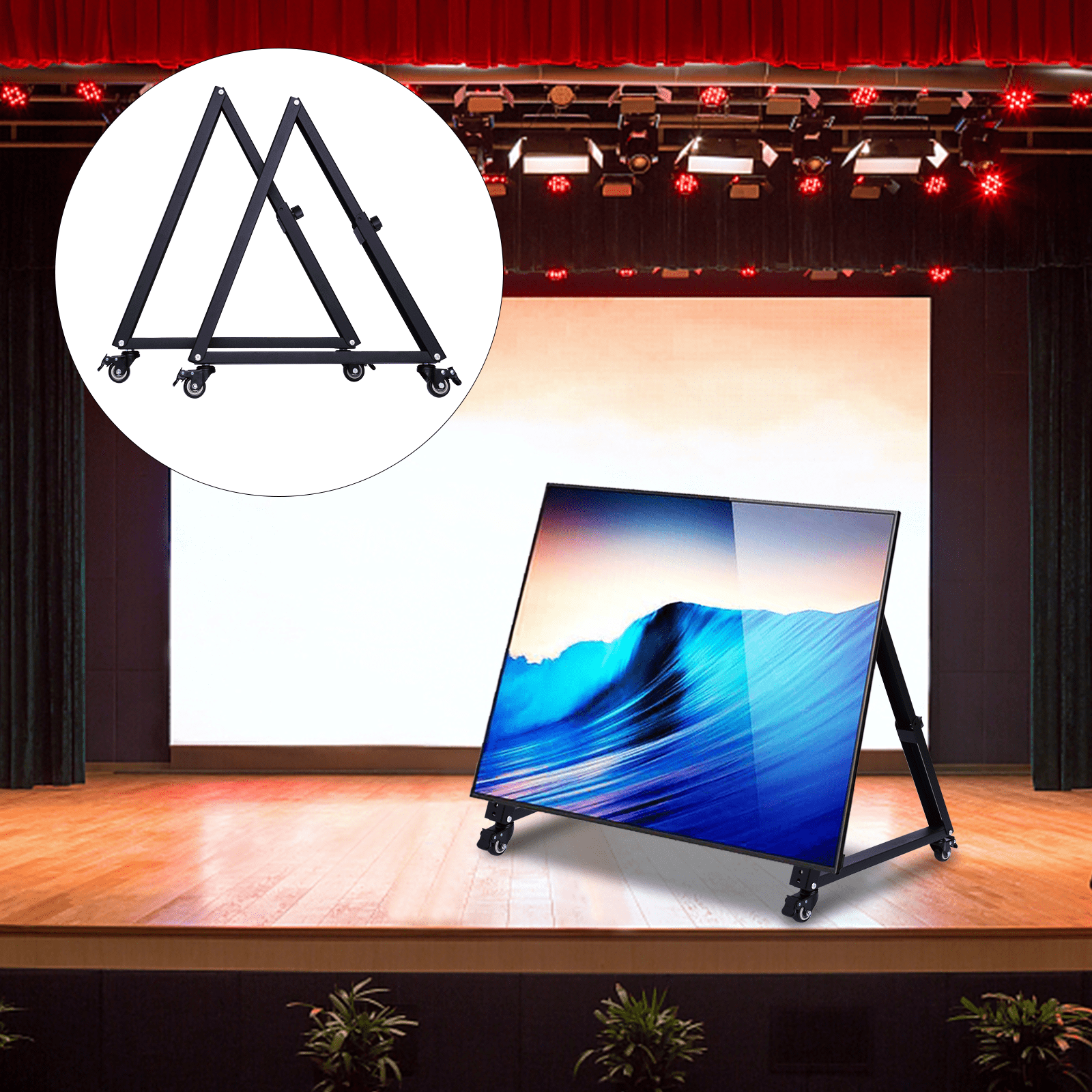 Mobile TV Stand Low Height Triangular Monitor Free Stand Cart for 19-55 ...