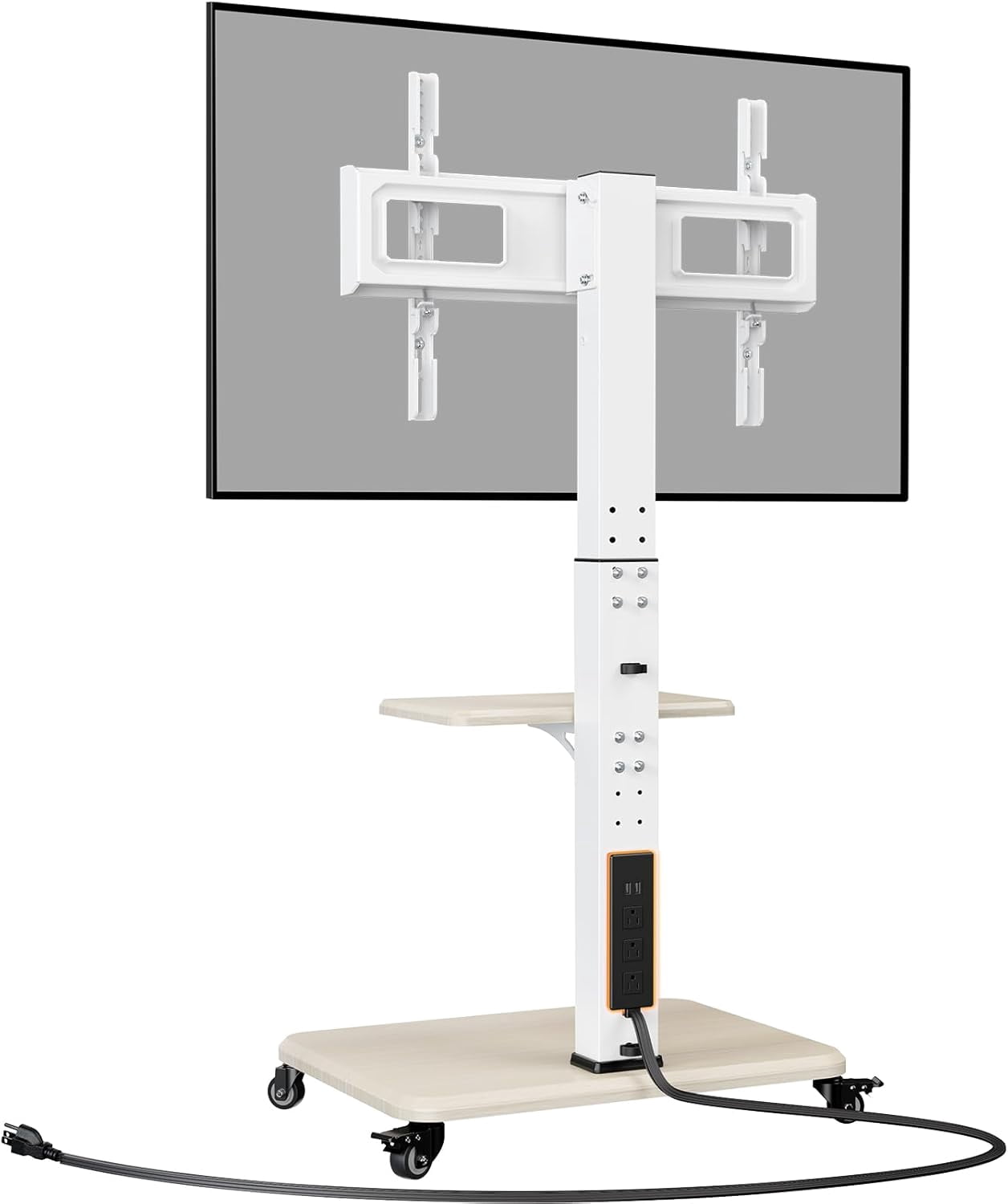 Mobile TV Stand with Power Outlet, Tilt & Swivel Rolling TV Cart for 32 ...