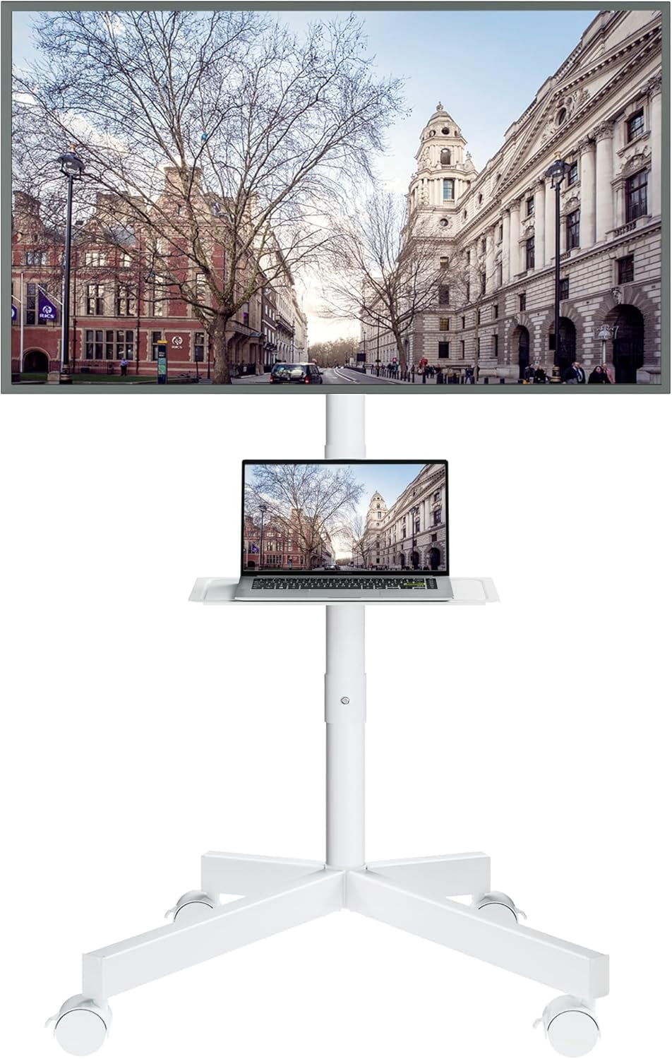 Mobile TV Stand, Tilt Rolling TV Cart with Media Shelf and Locking ...