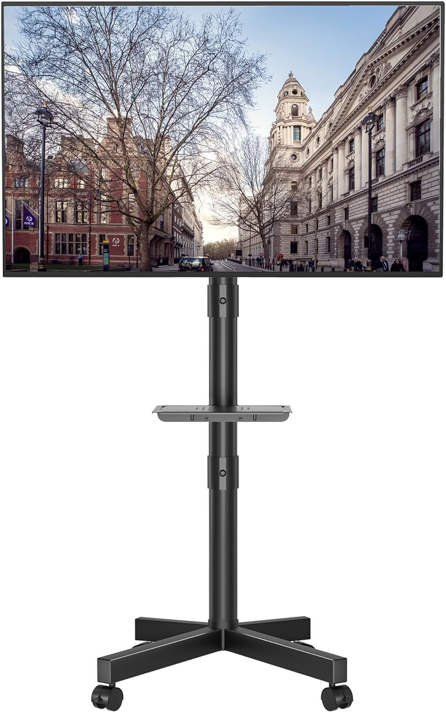 Mobile TV Stand, Tilt Rolling TV Cart with Media Shelf and Locking ...