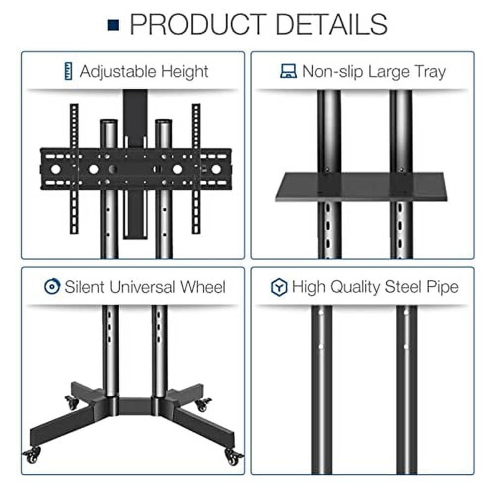 Mobile TV Stand on Wheels for 32-65 Inch LCD LED Flat Panel Curved ...