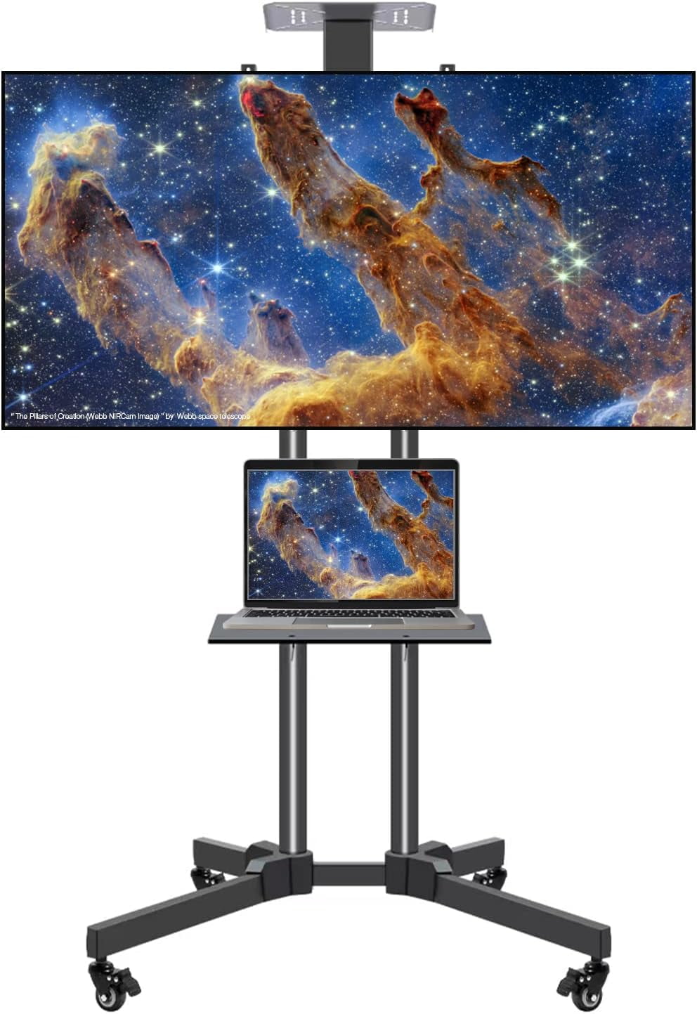 Mobile TV Stand on Wheels, 32-65 Inch TV Cart up to 132lbs with ...