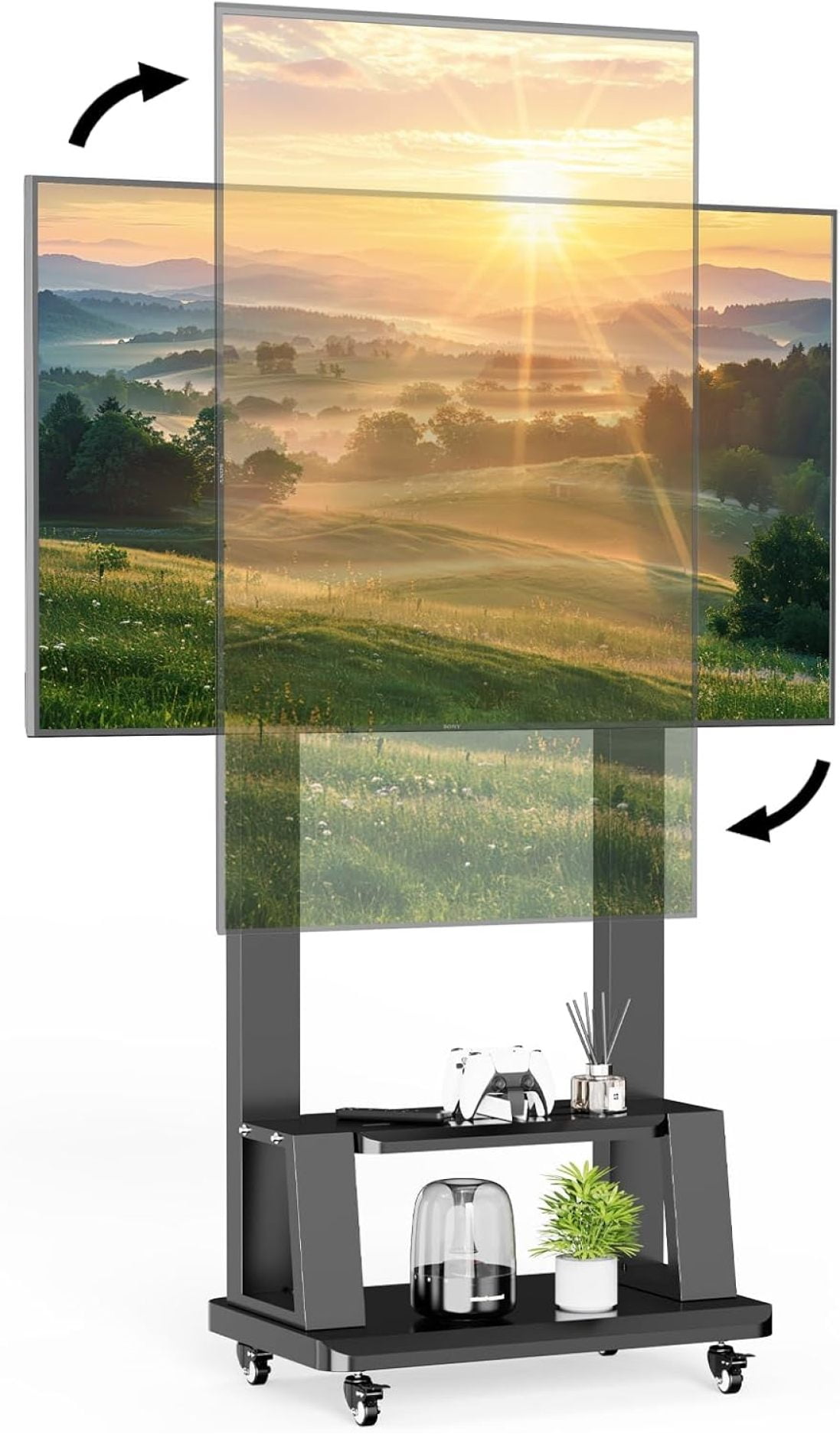 Mobile TV Stand with Wheels, Rolling TV Stand for 32-75-inch Flat Panel ...