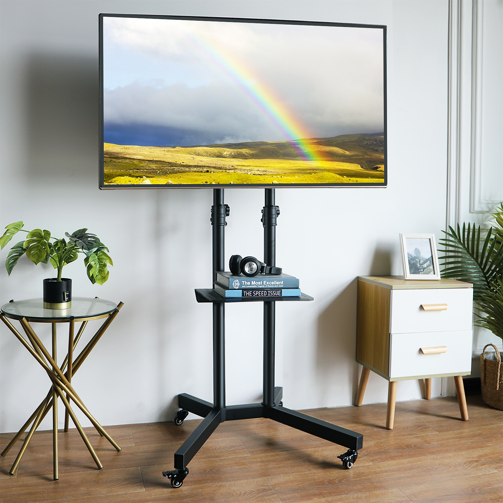 TV Stand for TVs up to 32", White and Walnut Finish - Walmart.com