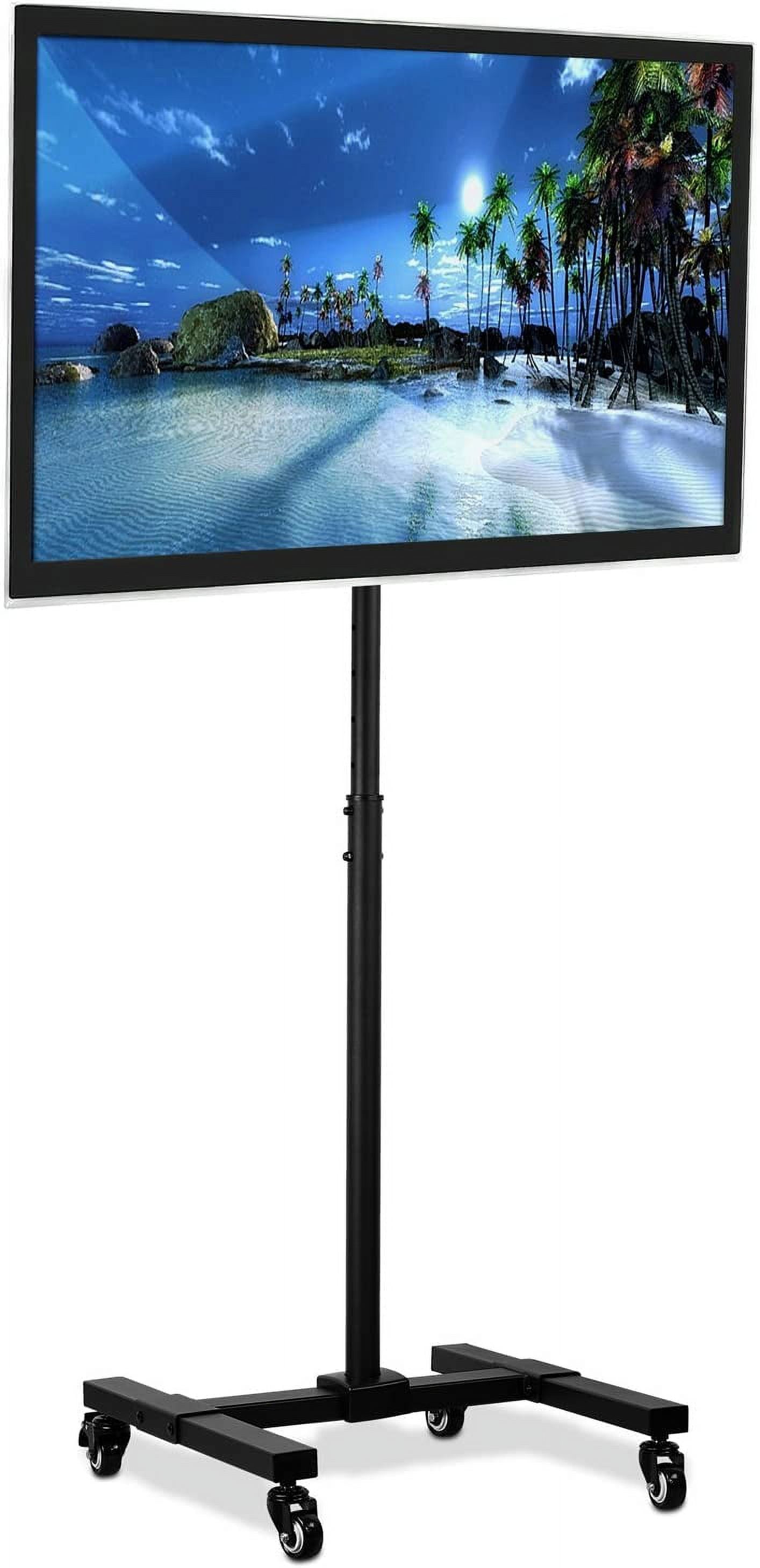 Mobile TV Stand with Locking Wheels | Adjustable Height Rolling Cart ...