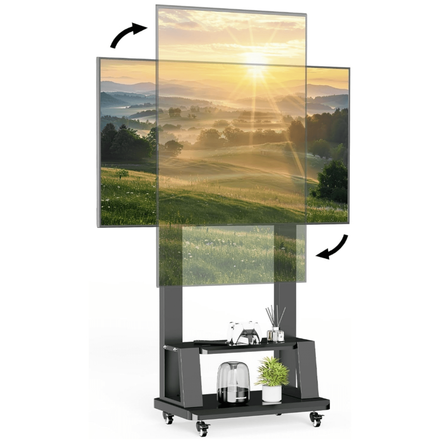 Mobile TV Stand with Wheels, Rolling TV Stand for 32-75-inch Flat Panel ...