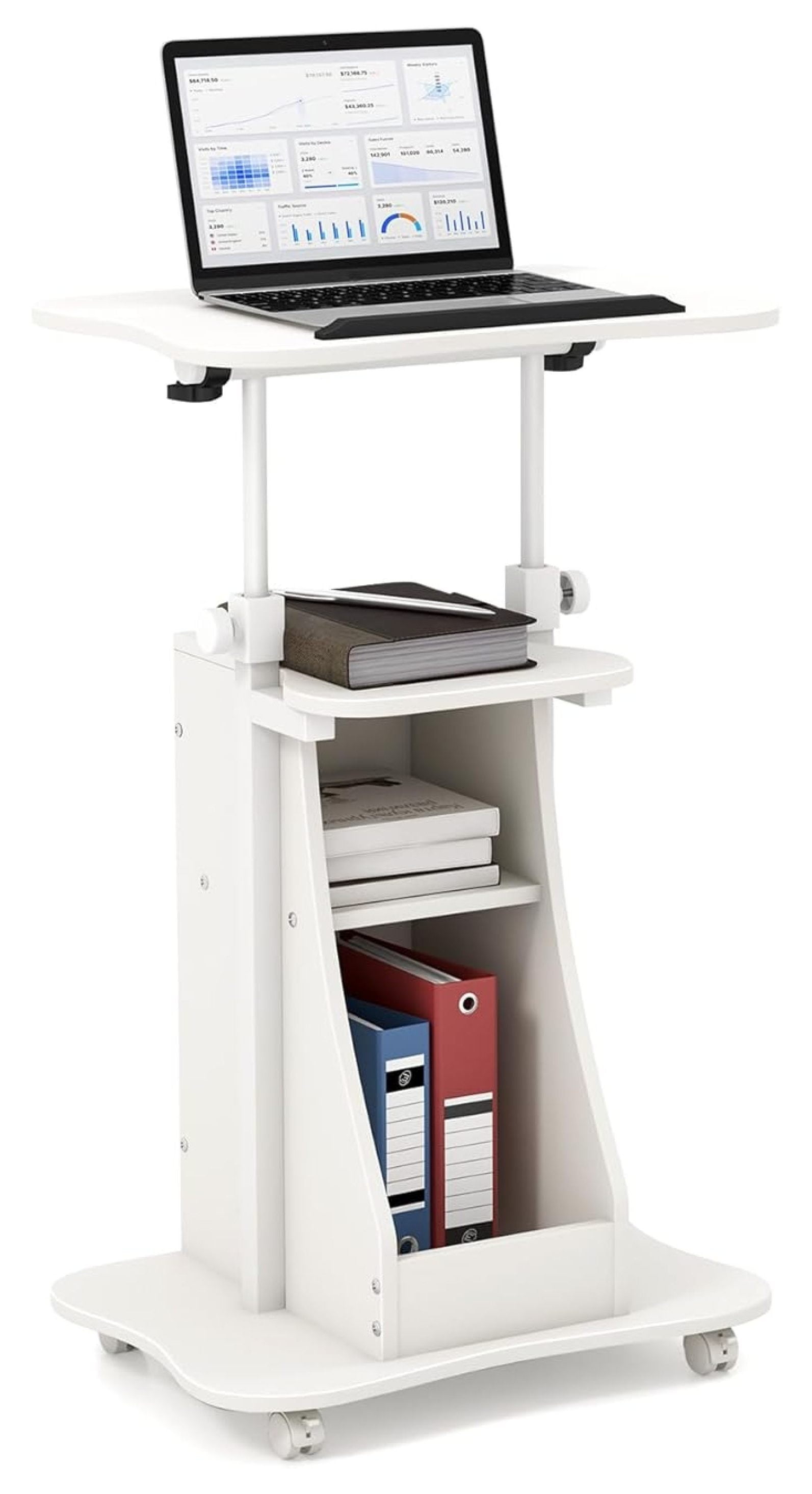Mobile Teacher Podium, Sit to Stand Lectern Cart - Height Adjustable ...