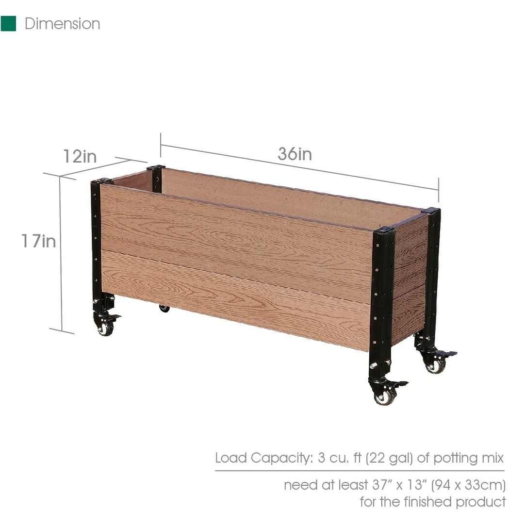 Outdoor Long Patio Narrow Plastic Trough Planter Box Raised Garden Bed ...