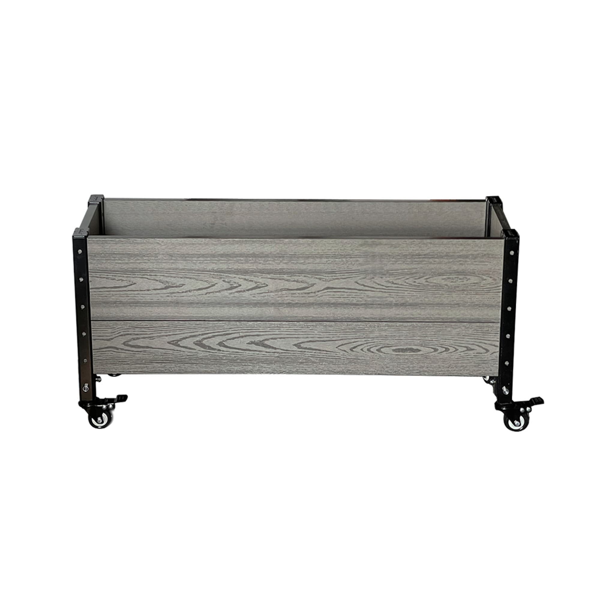 Mobile Trough Planter Box Raised Garden Bed Wood Texture Grey & Black ...