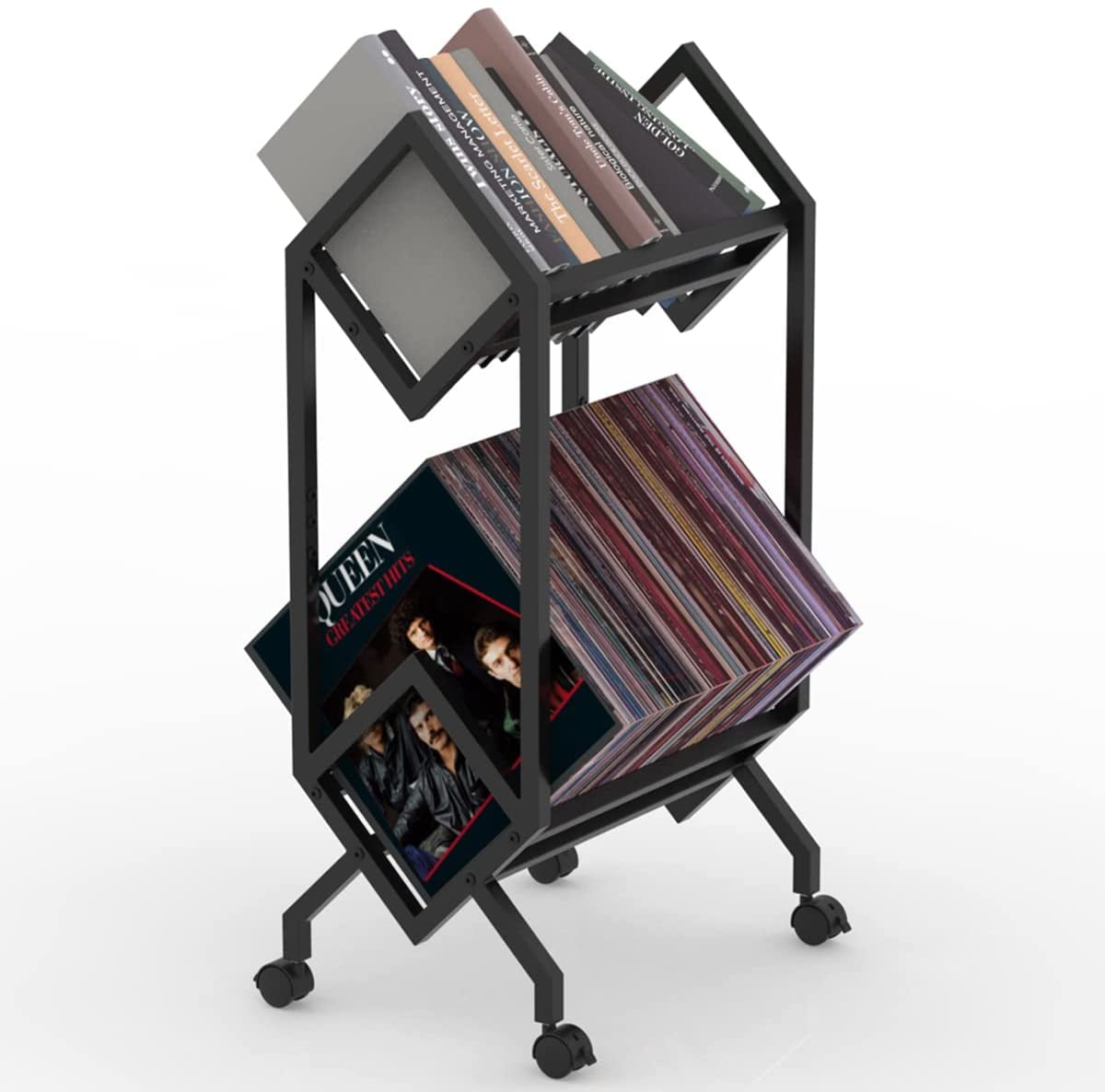 Mobile Vinyl Record Storage Rack, LP Storage Shelf, Record Holder for ...