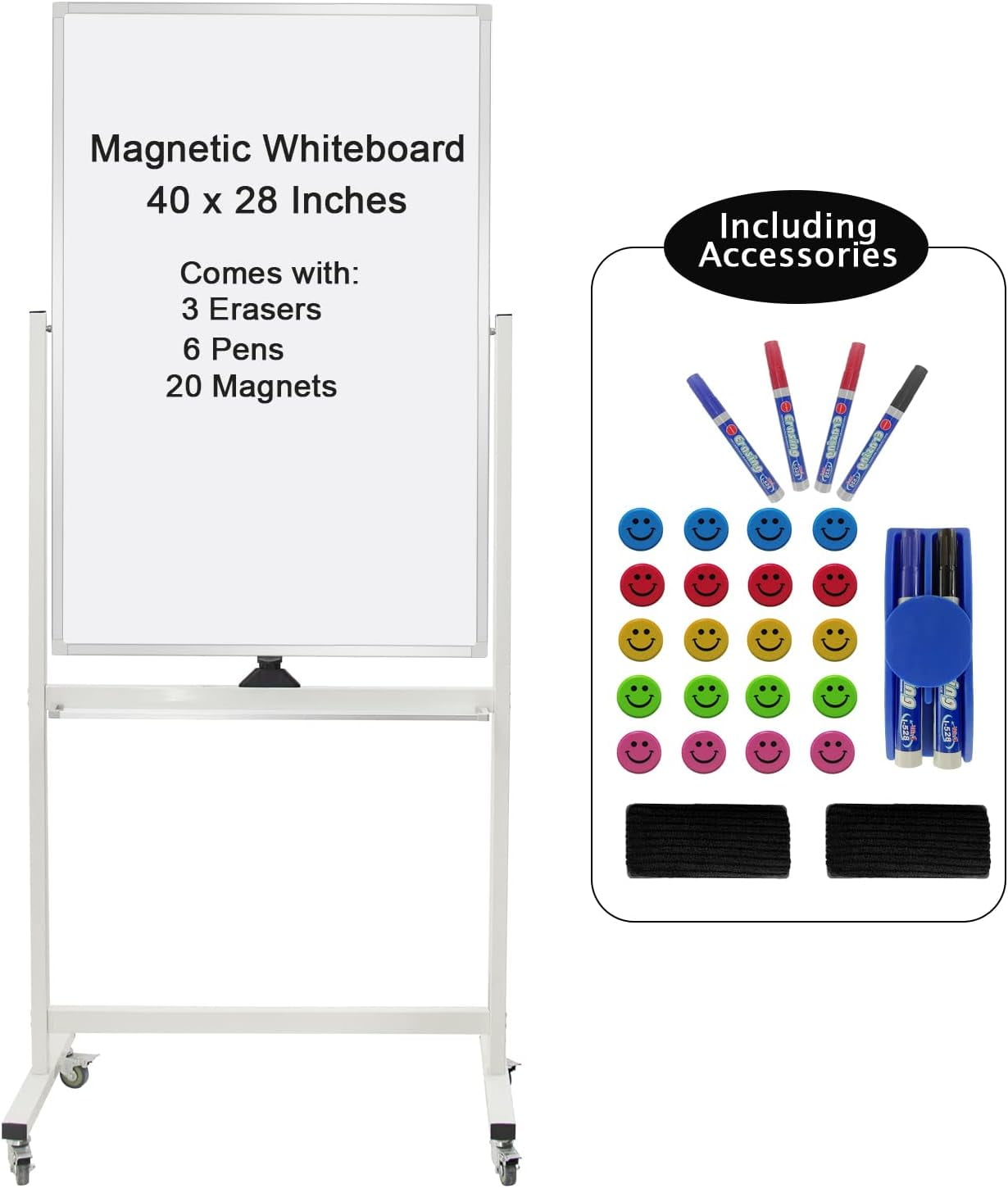 Mobile Whiteboard with Stand, Portable Magnetic Dry Erase Board with ...