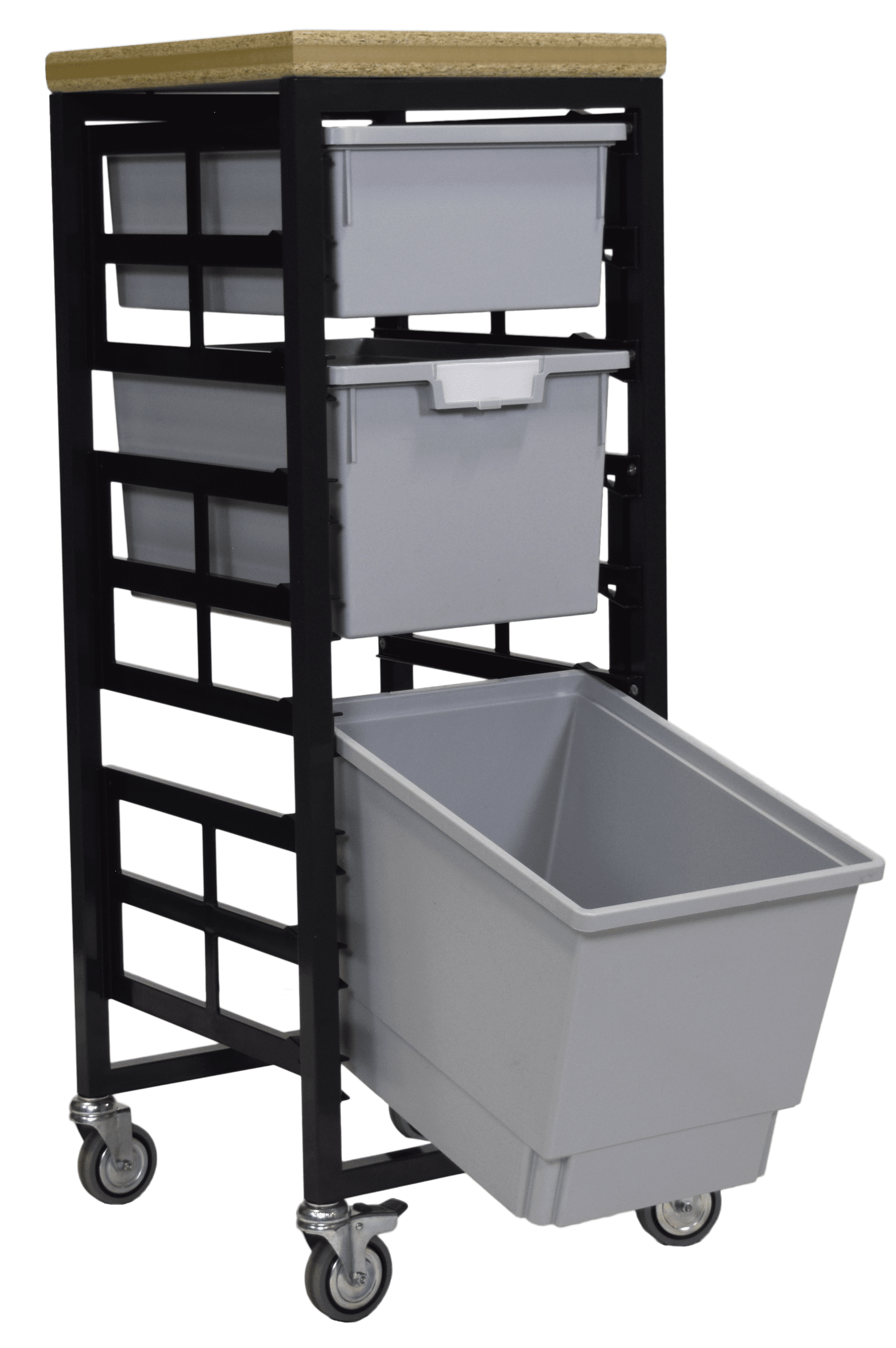 Mobile Workbench Storage Station w/Wood Top -3 StorSystem Trays-Gray ...