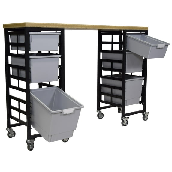 Mobile Workbench Storage Station w/Wood Top -9 StorSystem Trays-Red ...