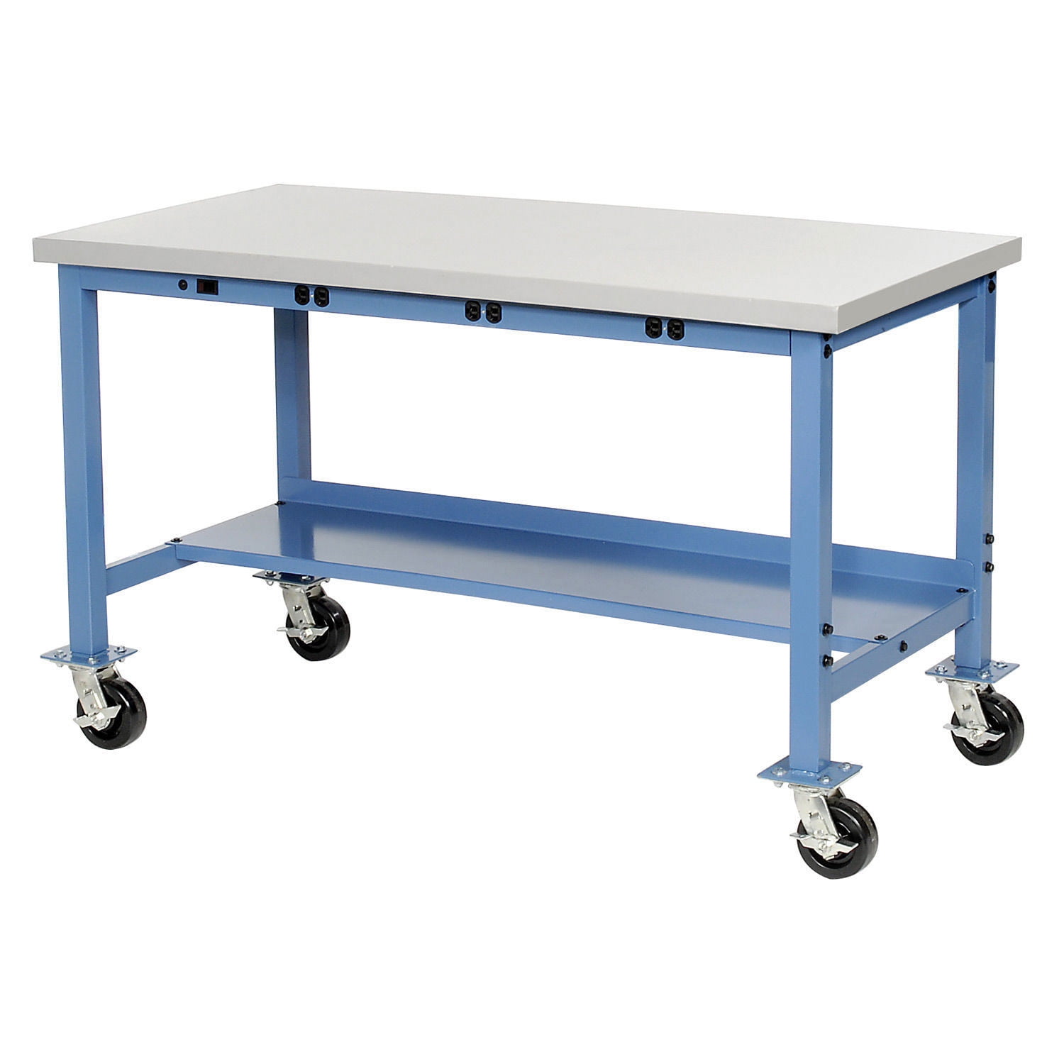 Mobile Workbench with Power Apron, ESD Safety Edge, 72"W x 30"D, Blue ...