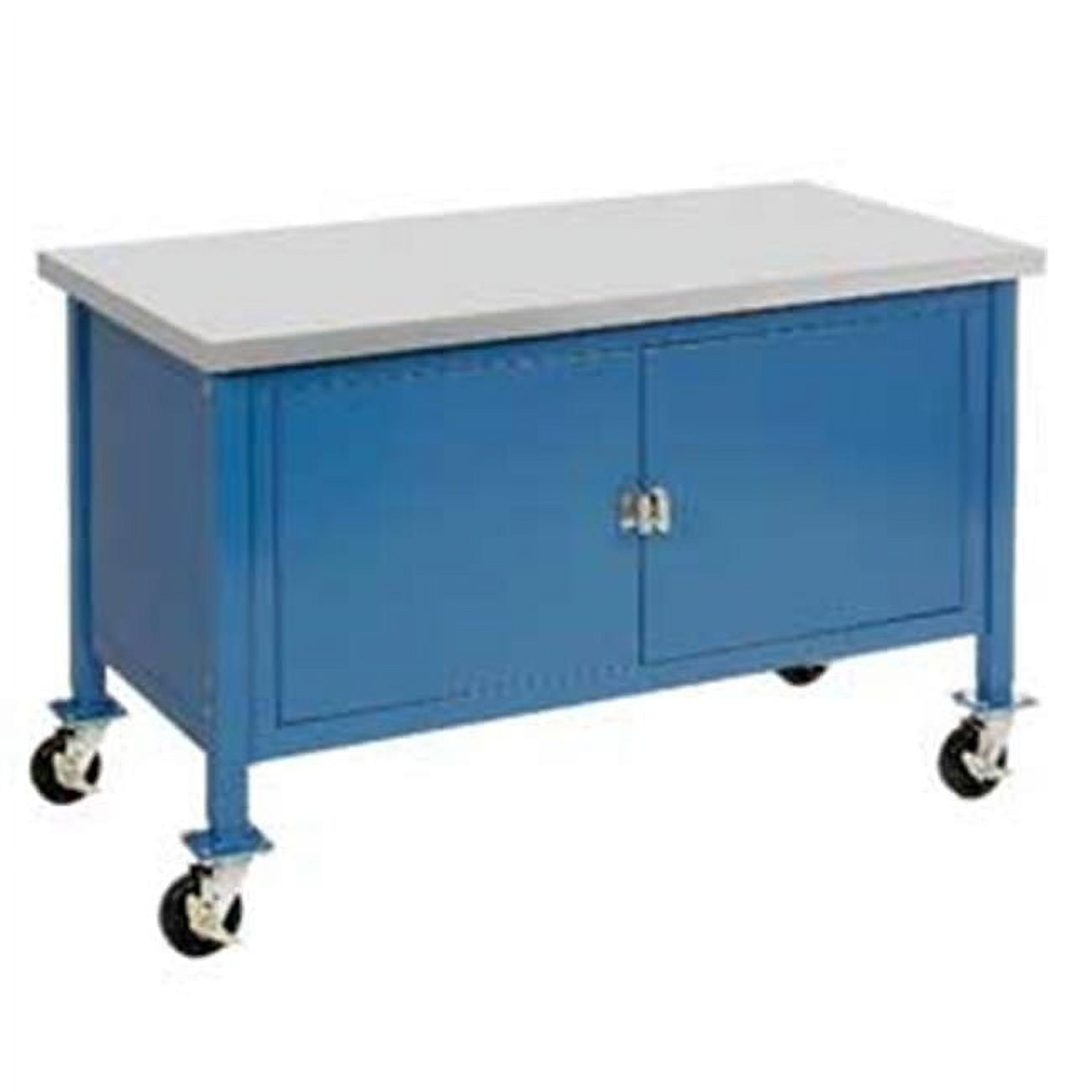 Mobile Workbench with Security Cabinet - Plastic Laminate Square Edge ...