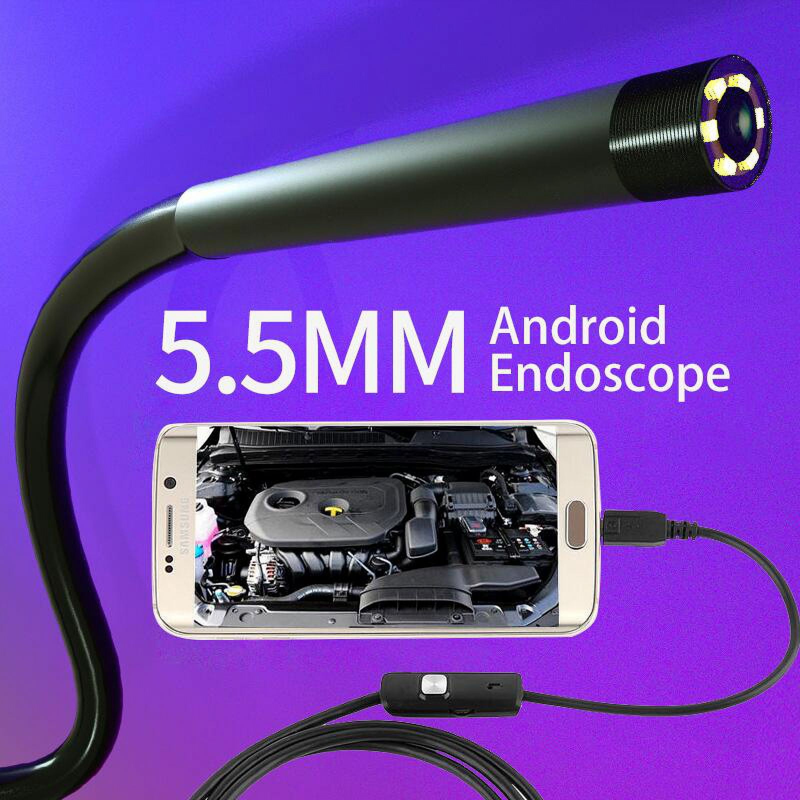 Mobile phone endoscope 5.5mm android sewer borescope 6 led adjustable ...