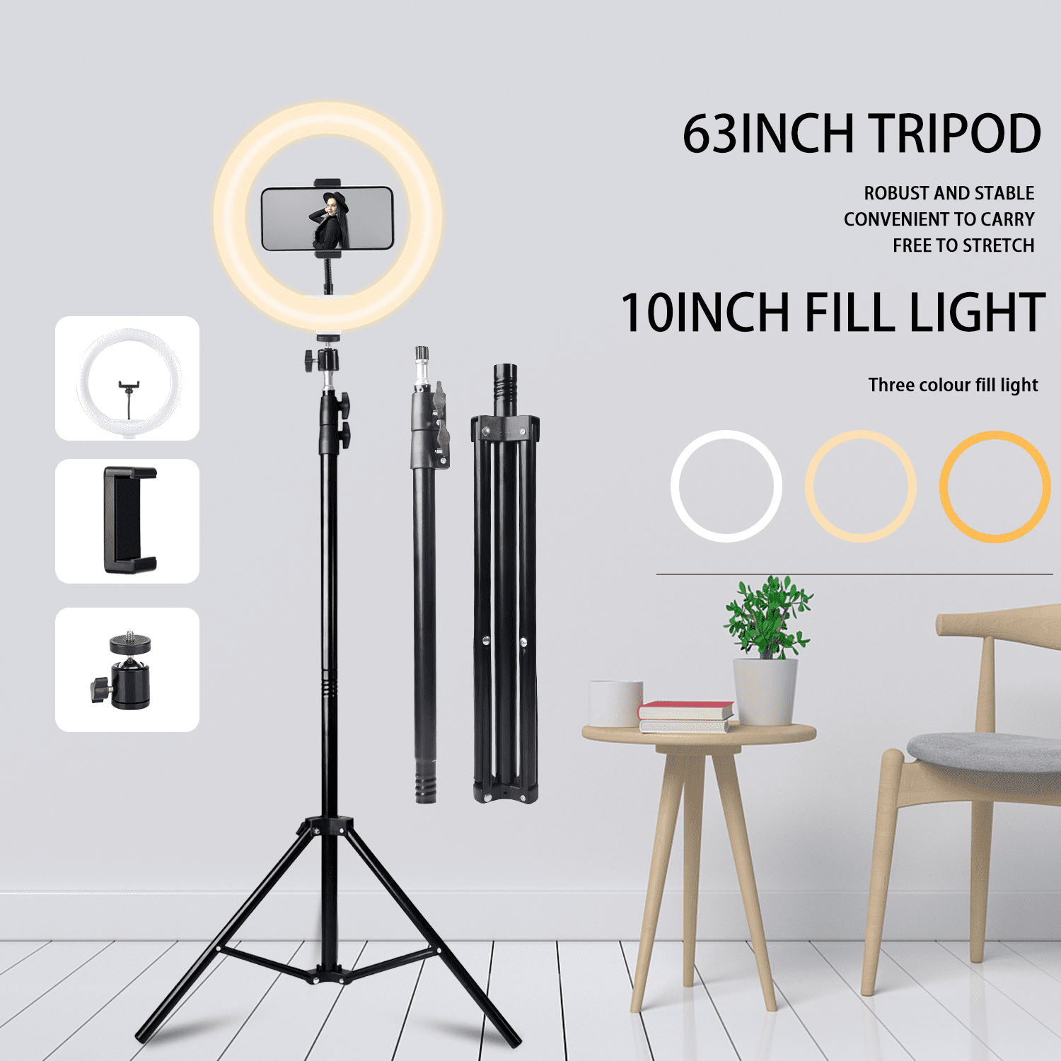 Mobile phone stand, live streaming equipment, multi-functional tripod ...