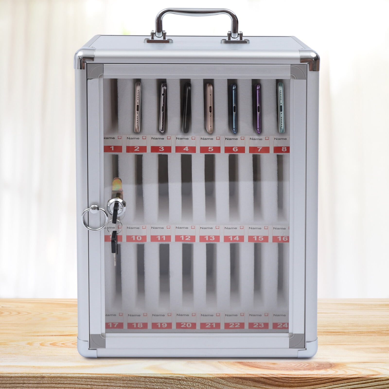 Mobile phone storage cabinet, 24 compartments, lockable, secure, wall ...