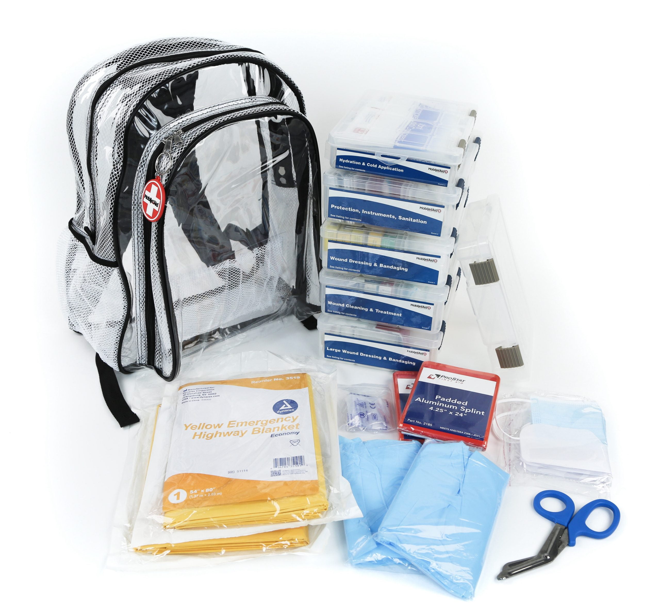 MobileAid® Clear-View™ 50-Person Modular Trauma First Aid Backpack Kit ...