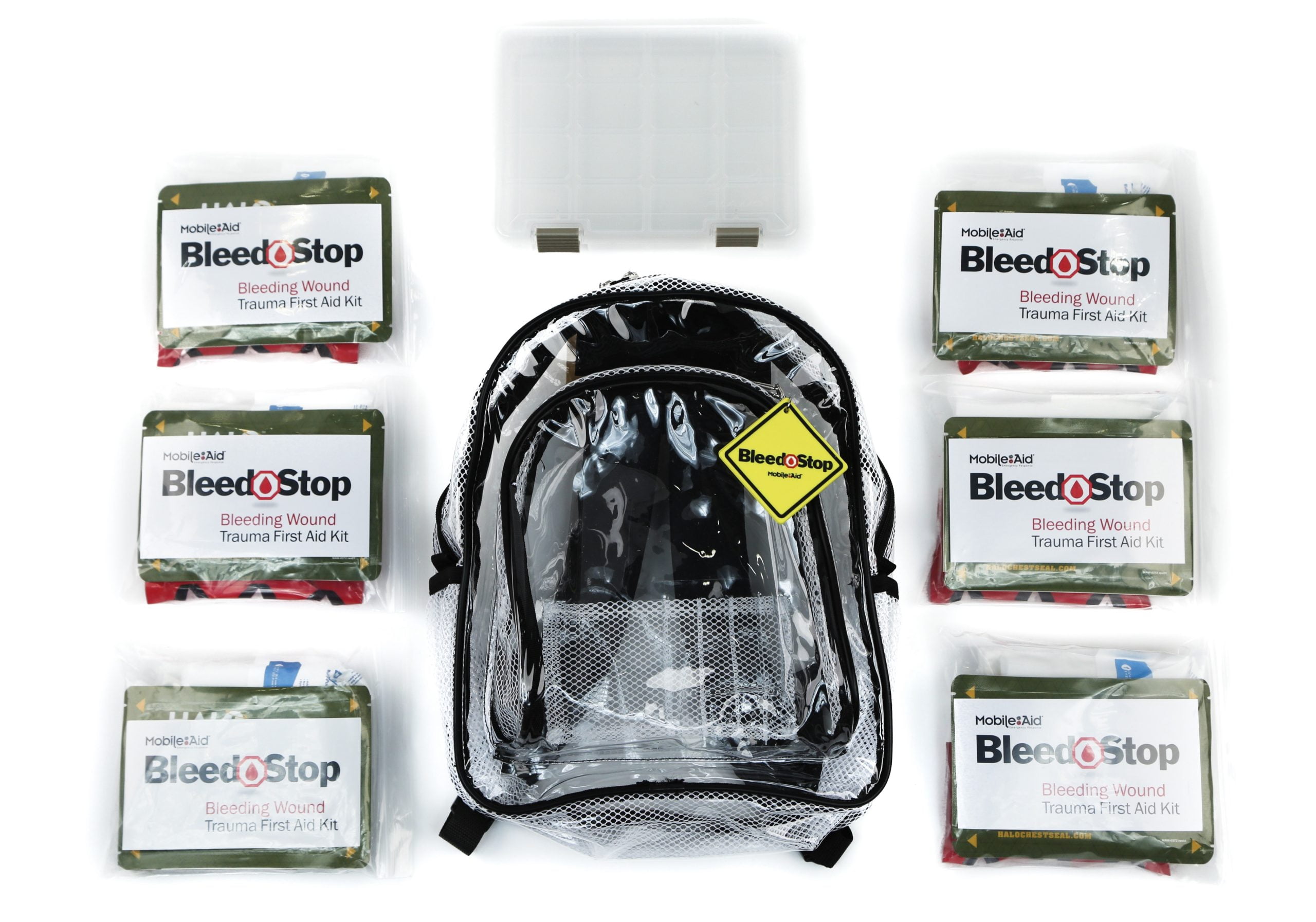 MobileAid® Clear-View™ BleedStop Backpack Kit with 6 Bleeding Control ...