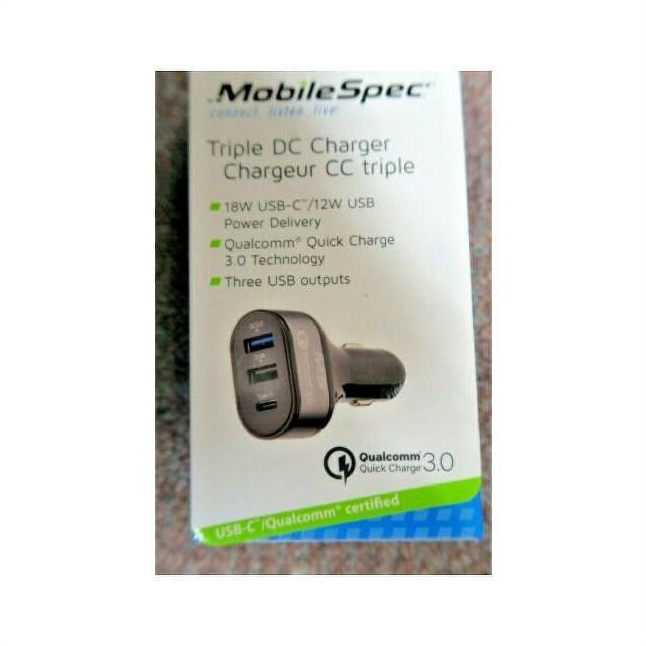 MobileSpec MBS01403 Gray 12V Black Charger w/ 2x USB and USB-C ...