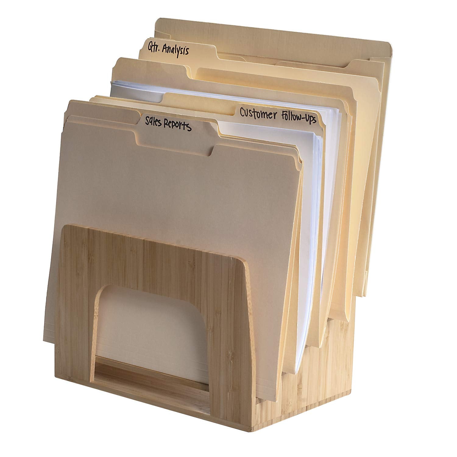 MobileVision Bamboo Desktop Inclined File Folder Organizer and Paper ...