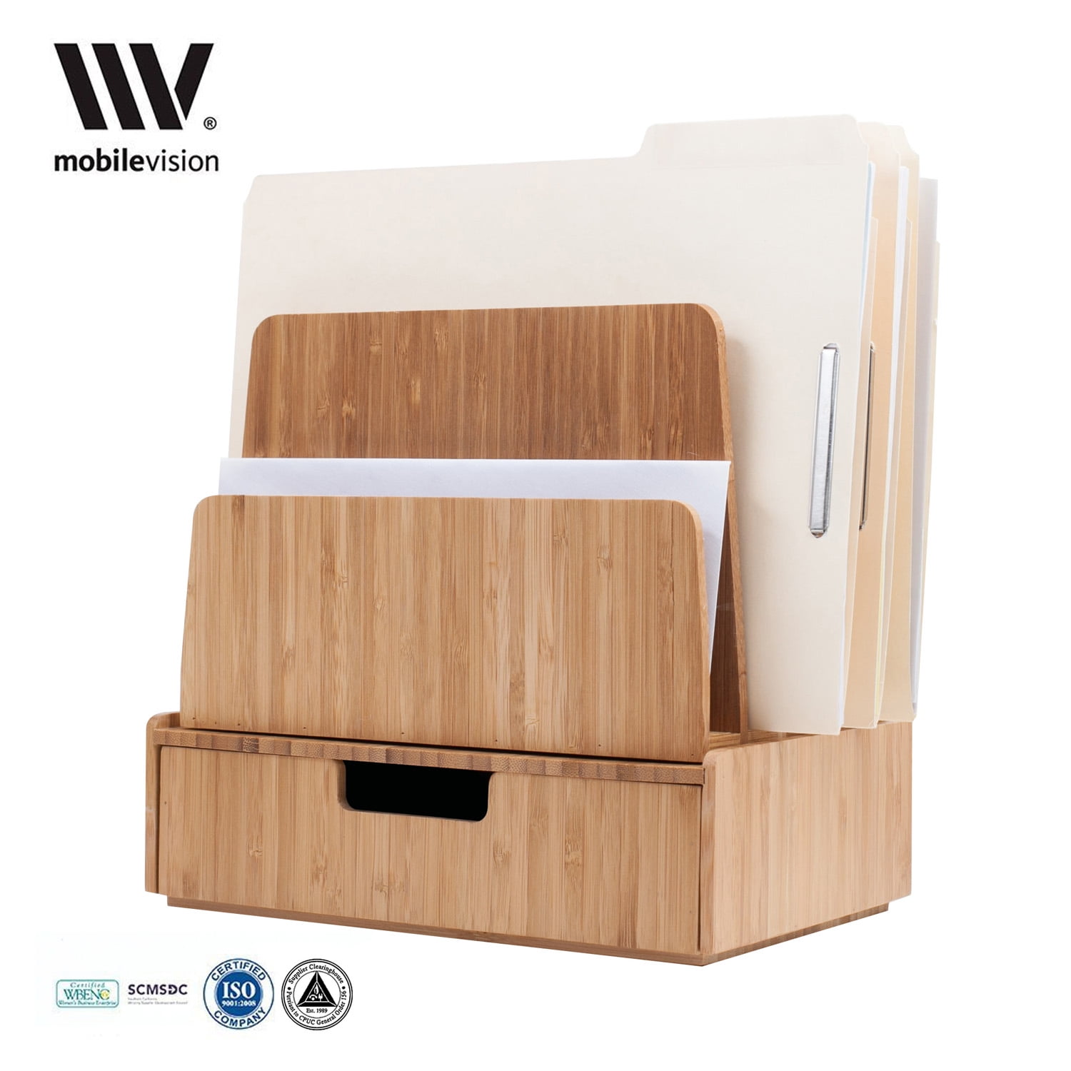 MobileVision Bamboo File Folder Holder and Bamboo Drawer Combo ...